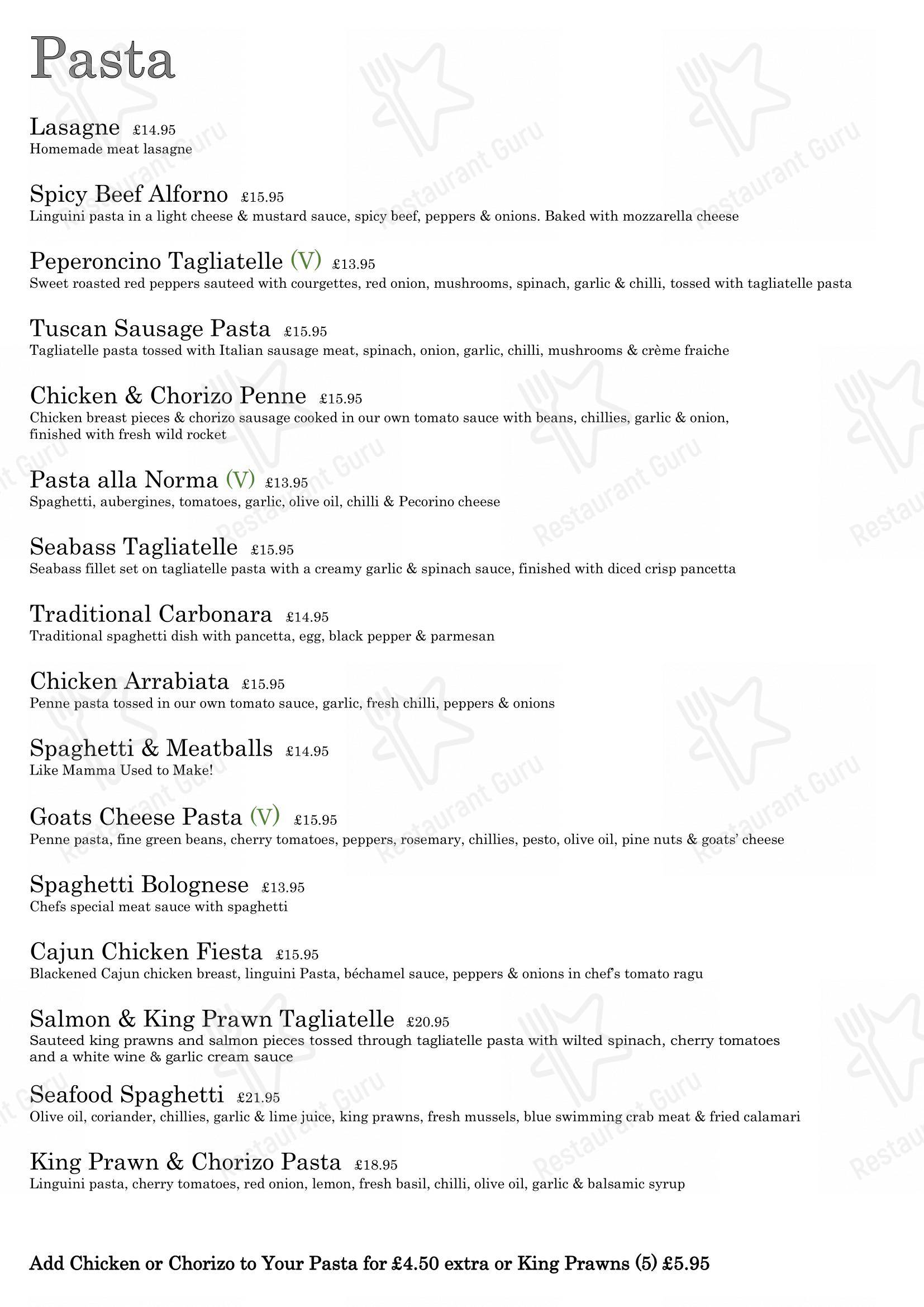 Menu at The Fat Italian Ormskirk restaurant, Ormskirk, 47-49 Derby St