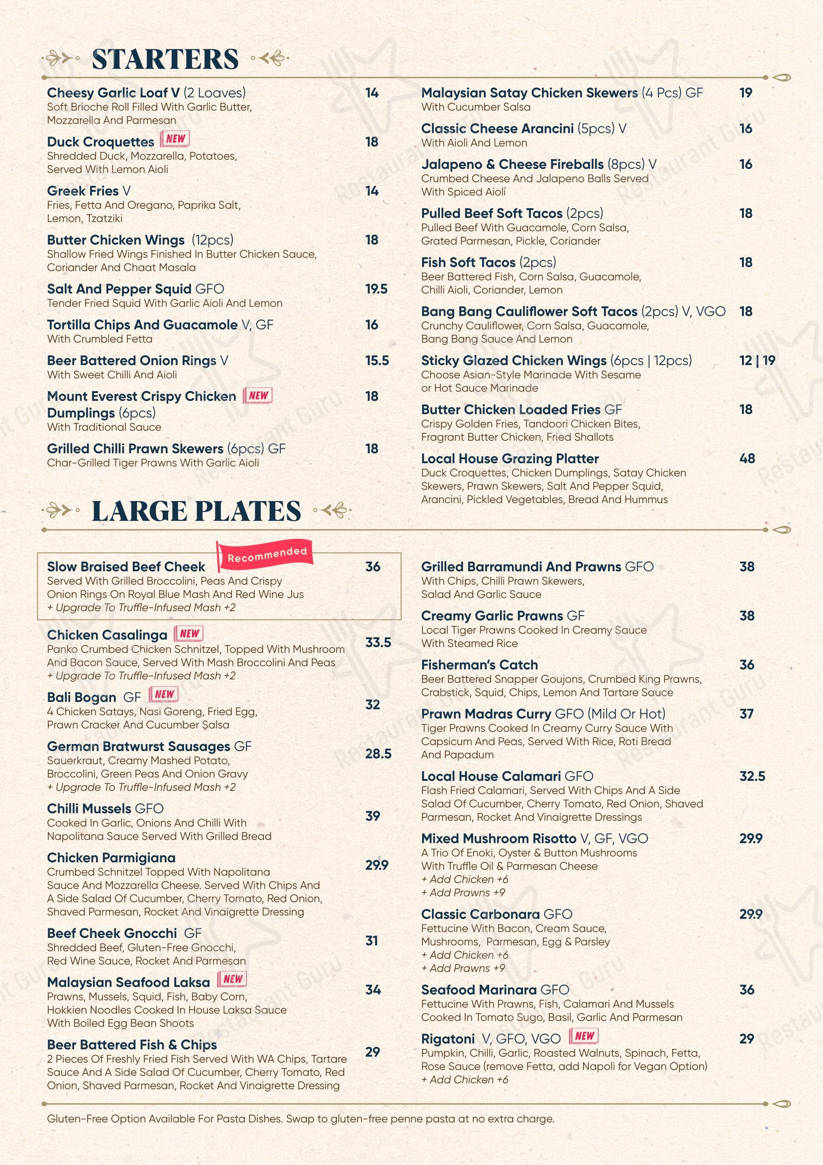 Menu at The Local House Bar & Grill, Cockburn Central