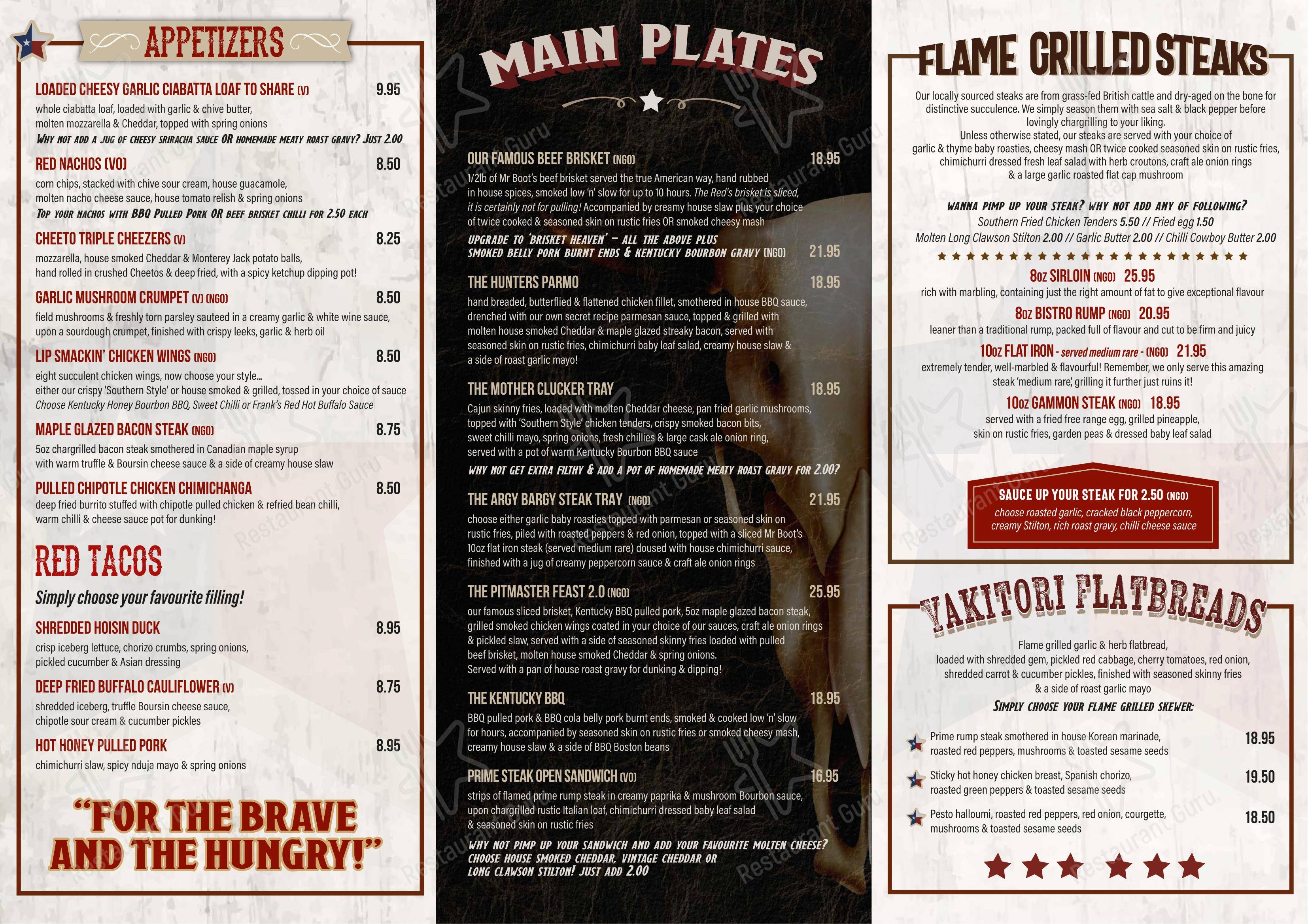 Menu at The Red Bar & Grill, Mansfield