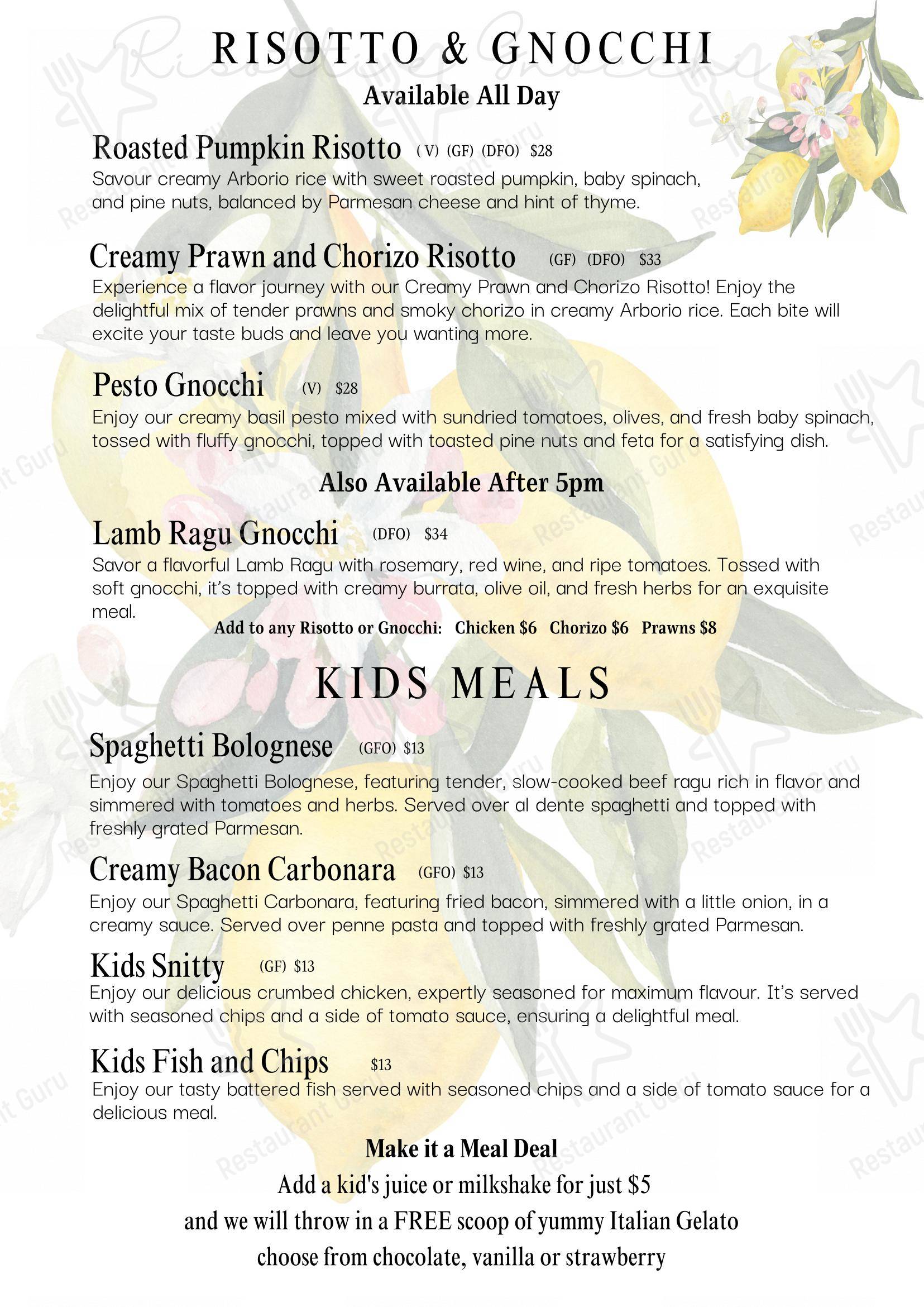 Menu at Vita Felice Cafe & Pasta Bar Dubbo, Dubbo