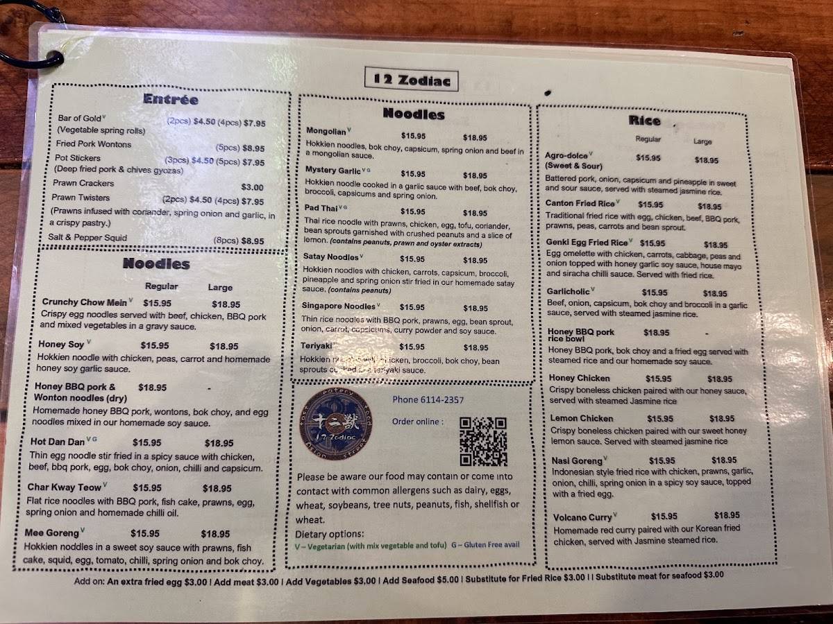 Menu at 12 Zodiac & Seasons of Peace (Korean Fried Chicken) restaurant ...