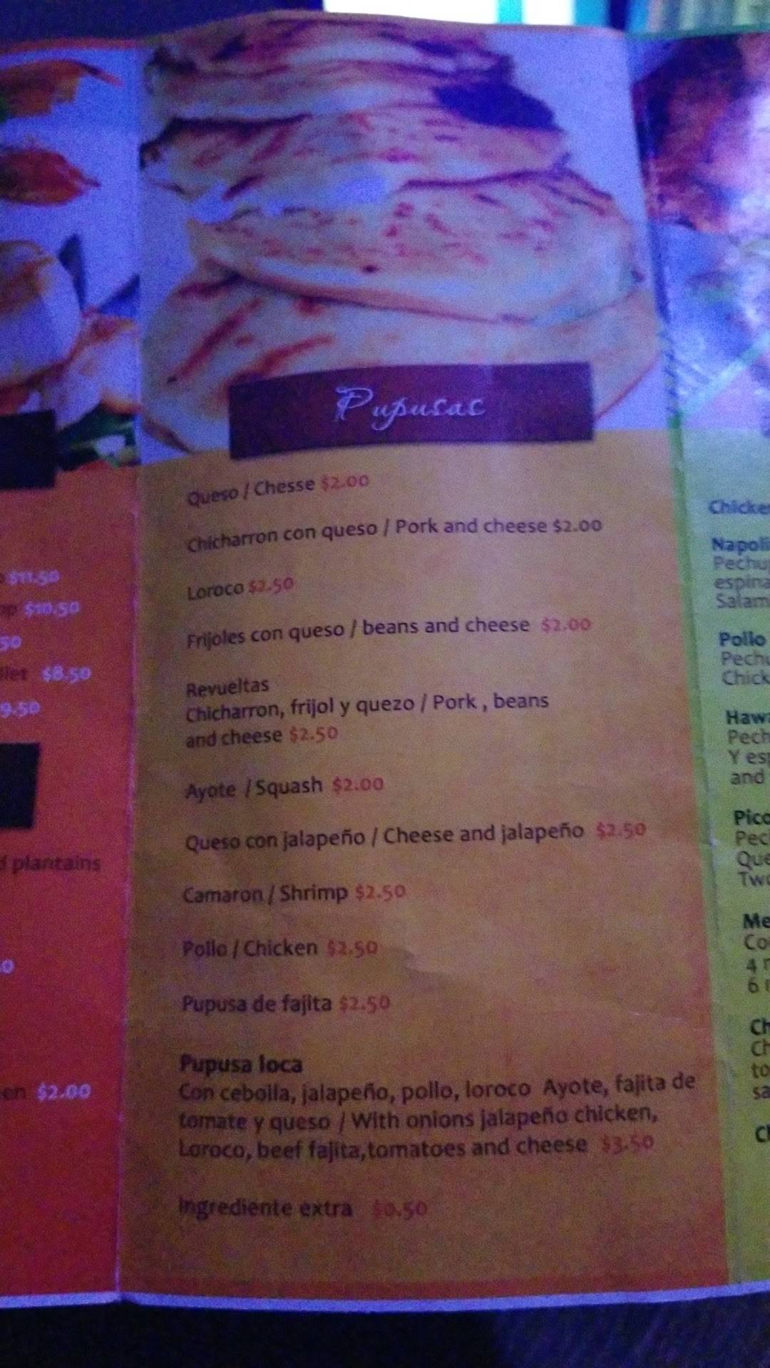 Menu at 2 Tierras restaurant, Houston