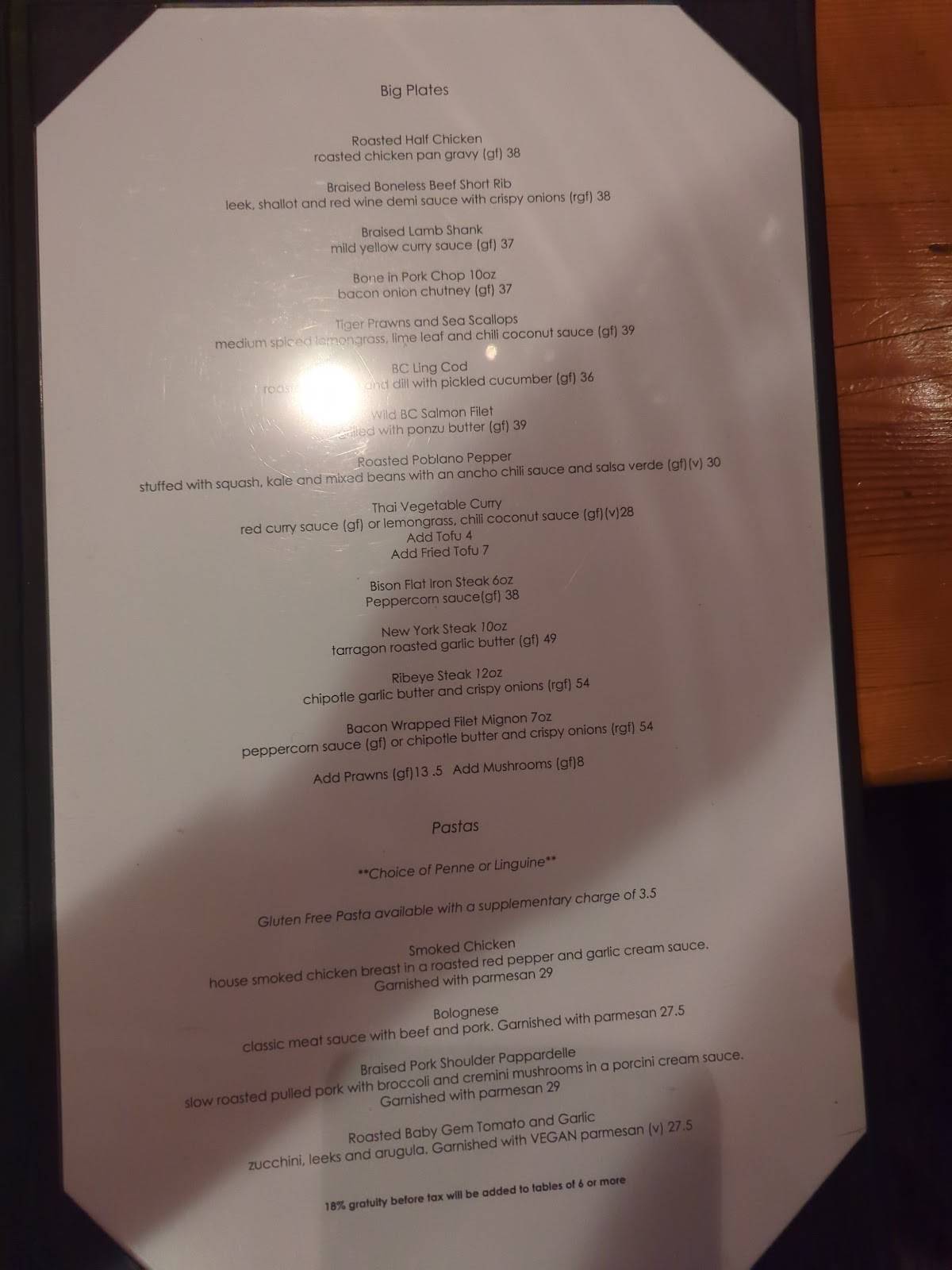 Menu at 21 Steps Kitchen + Bar, Whistler