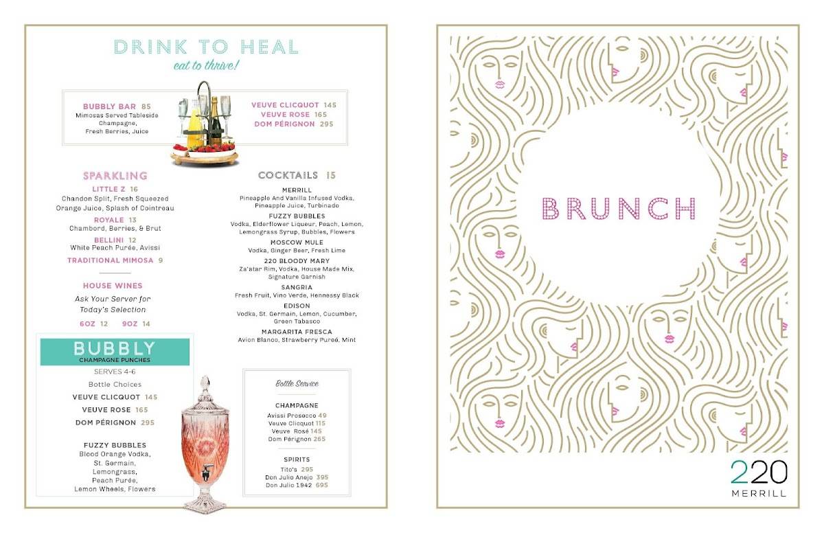 Menu at 220 Merrill restaurant, Birmingham