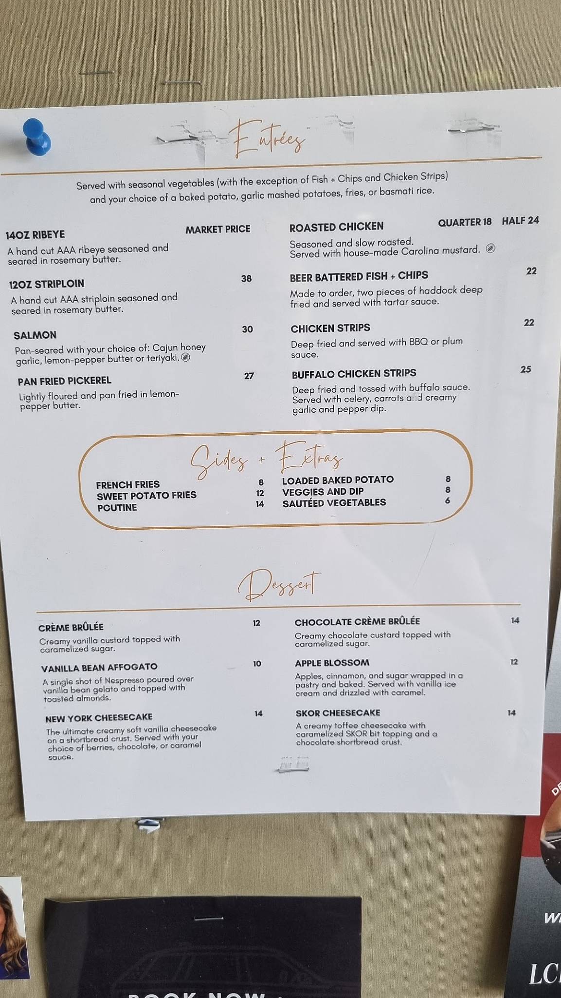 Menu at 28 on the Lake restaurant, Temiskaming Shores