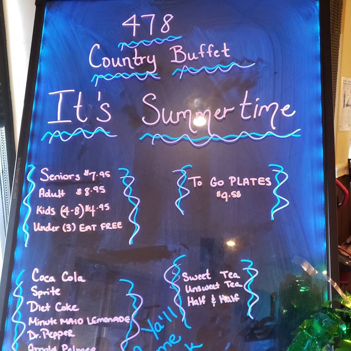 Menu at 478 Country Buffet restaurant, Byron, 311 GA-49 Ste 140