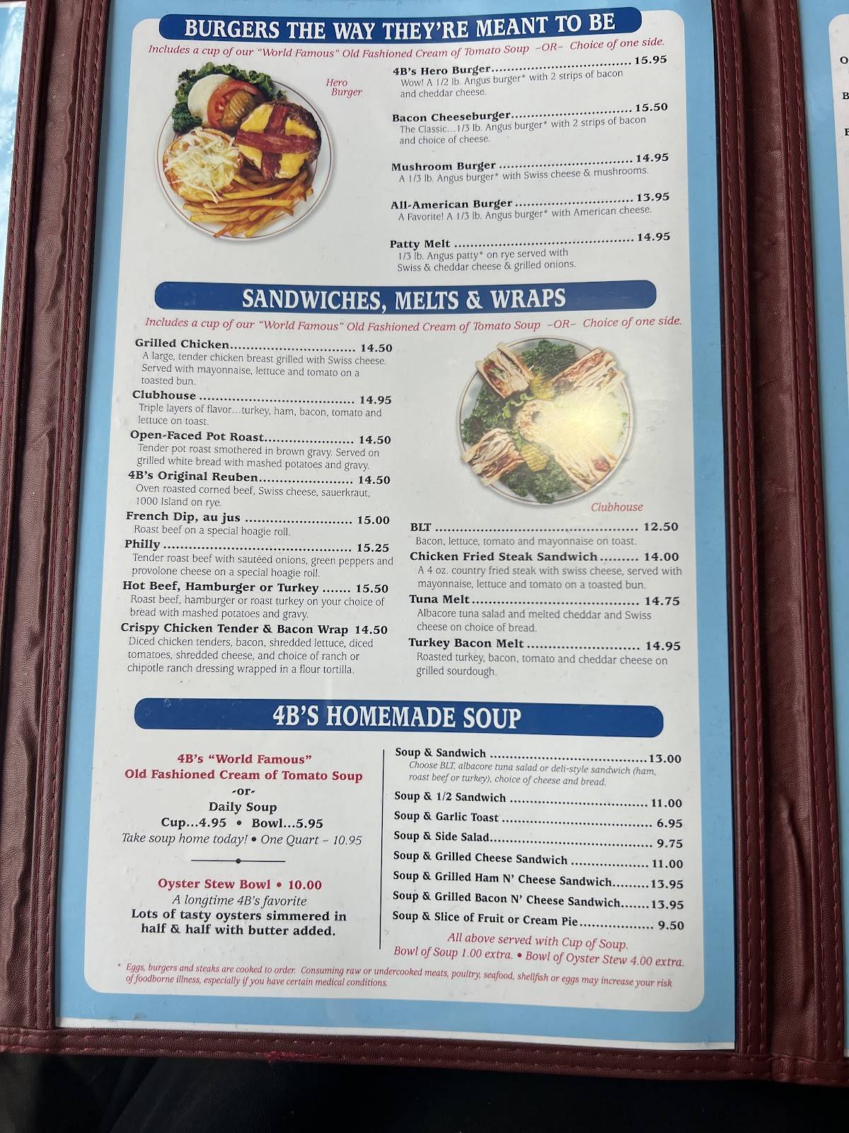 Menu at 4B's Restaurant, Missoula, 700 E Broadway St