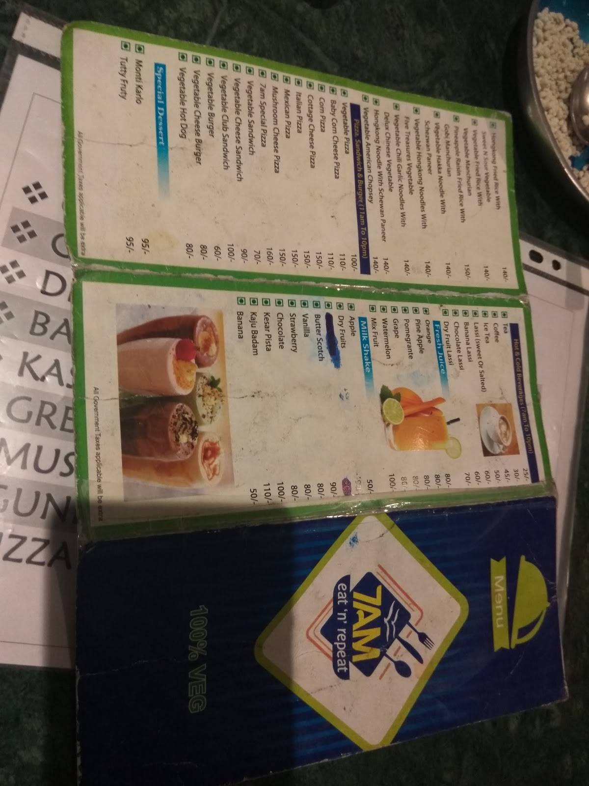Menu at 7 Am Eat And Repeat, Rourkela