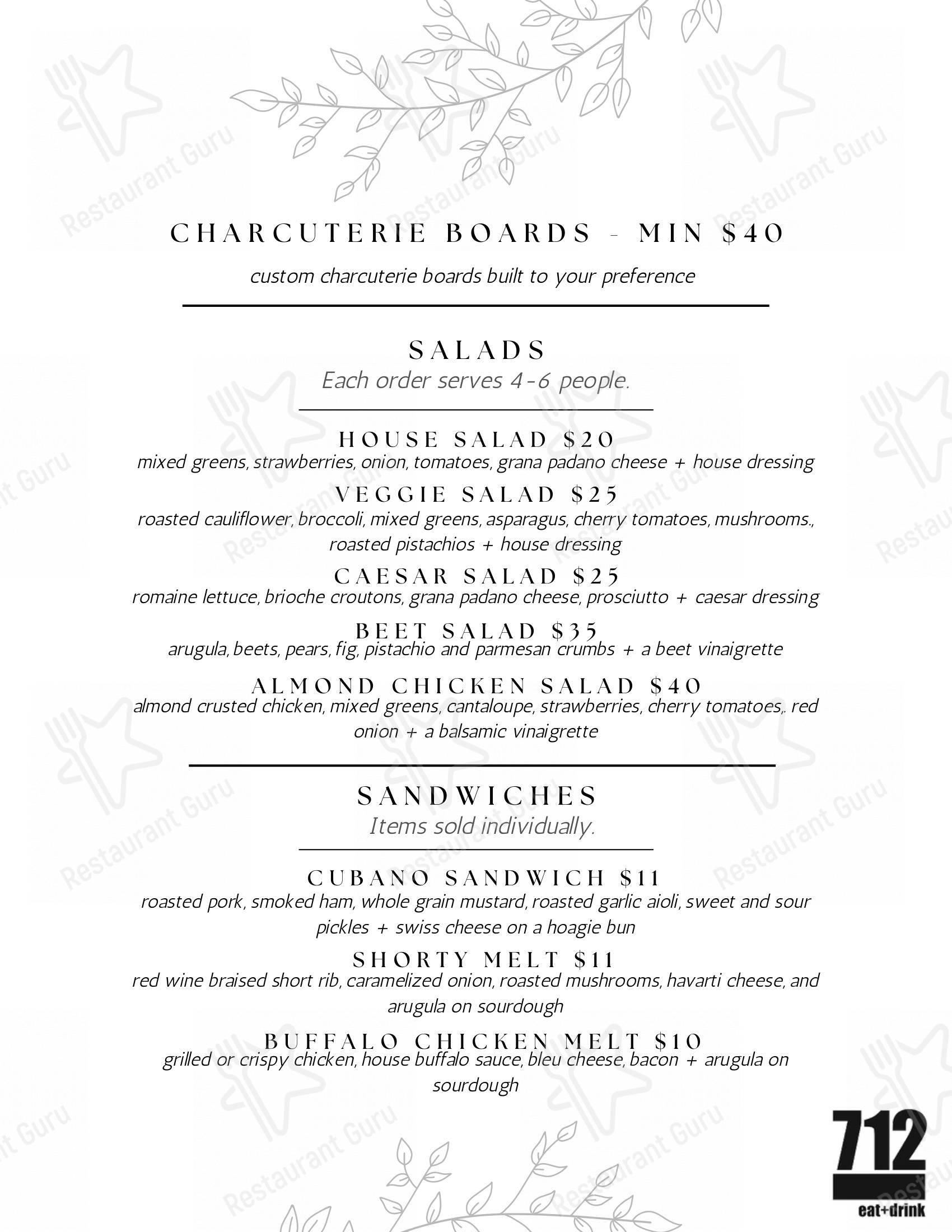 Menu at 712 Eat + Drink pub & bar, Council Bluffs, Madison Ave #700