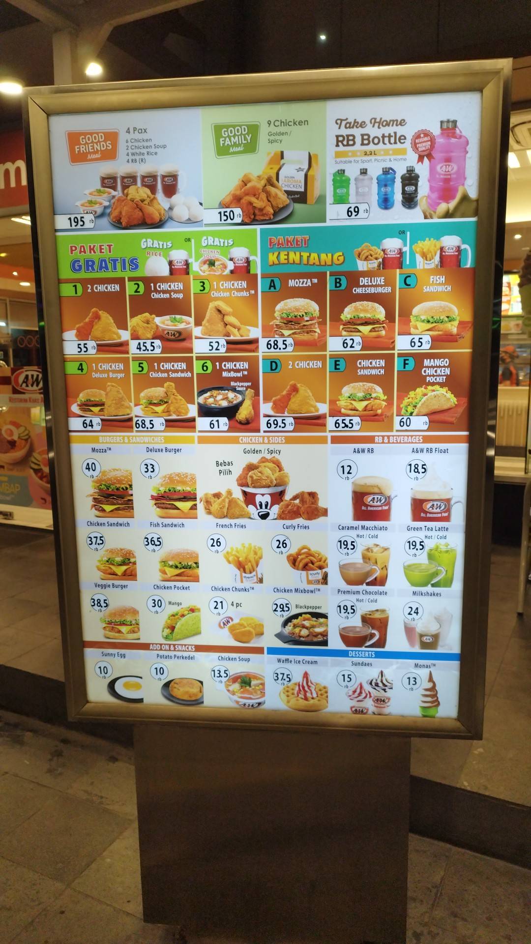 Menu at A&W Restoran - Rest Area KM 19 restaurant, Bekasi Regency