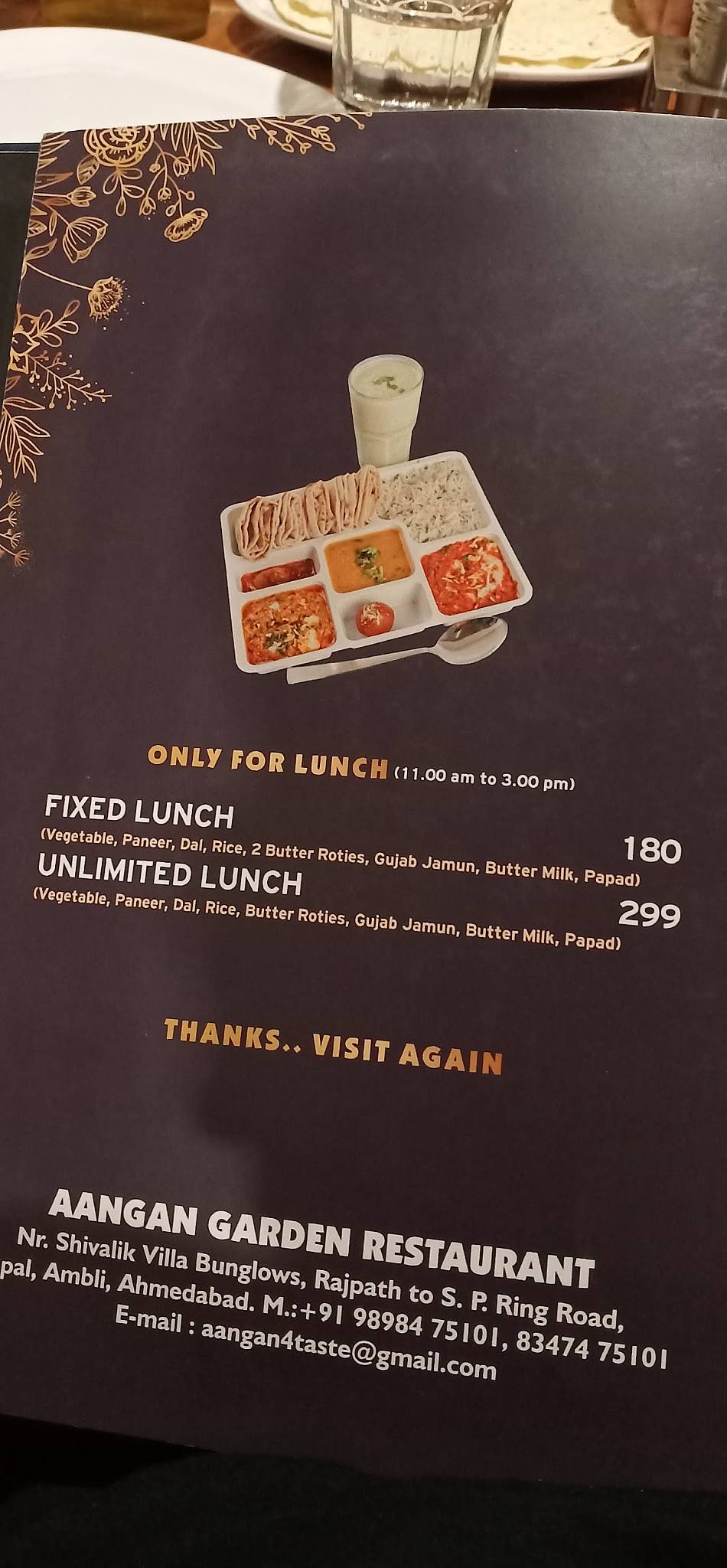 Menu at AANGAN GARDEN RESTAURANT, Ahmedabad