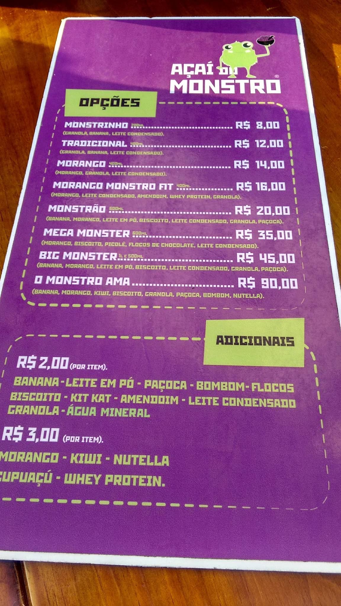 Menu em AÇAÍ DO MONSTRO pub & Bar, Salvador, Av. Jorge Amado