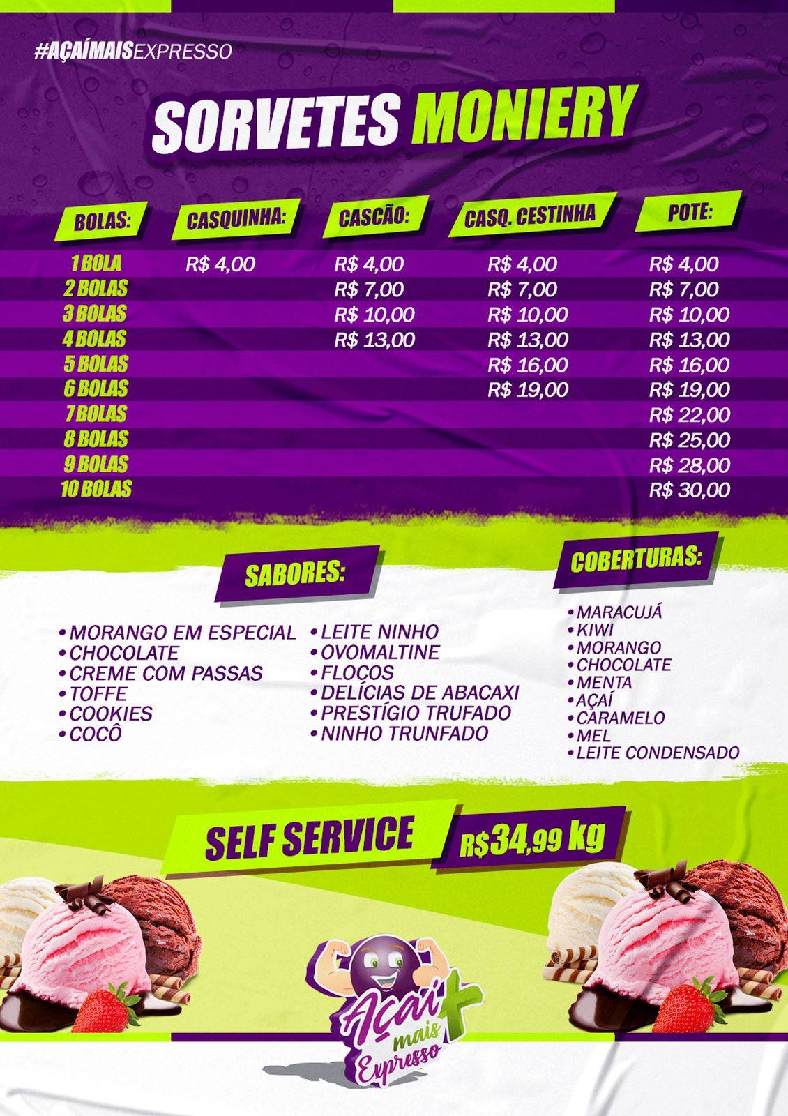 Menu em AÇAÍ MAIS EXPRESSO AEROPORTO restaurante, Aracaju