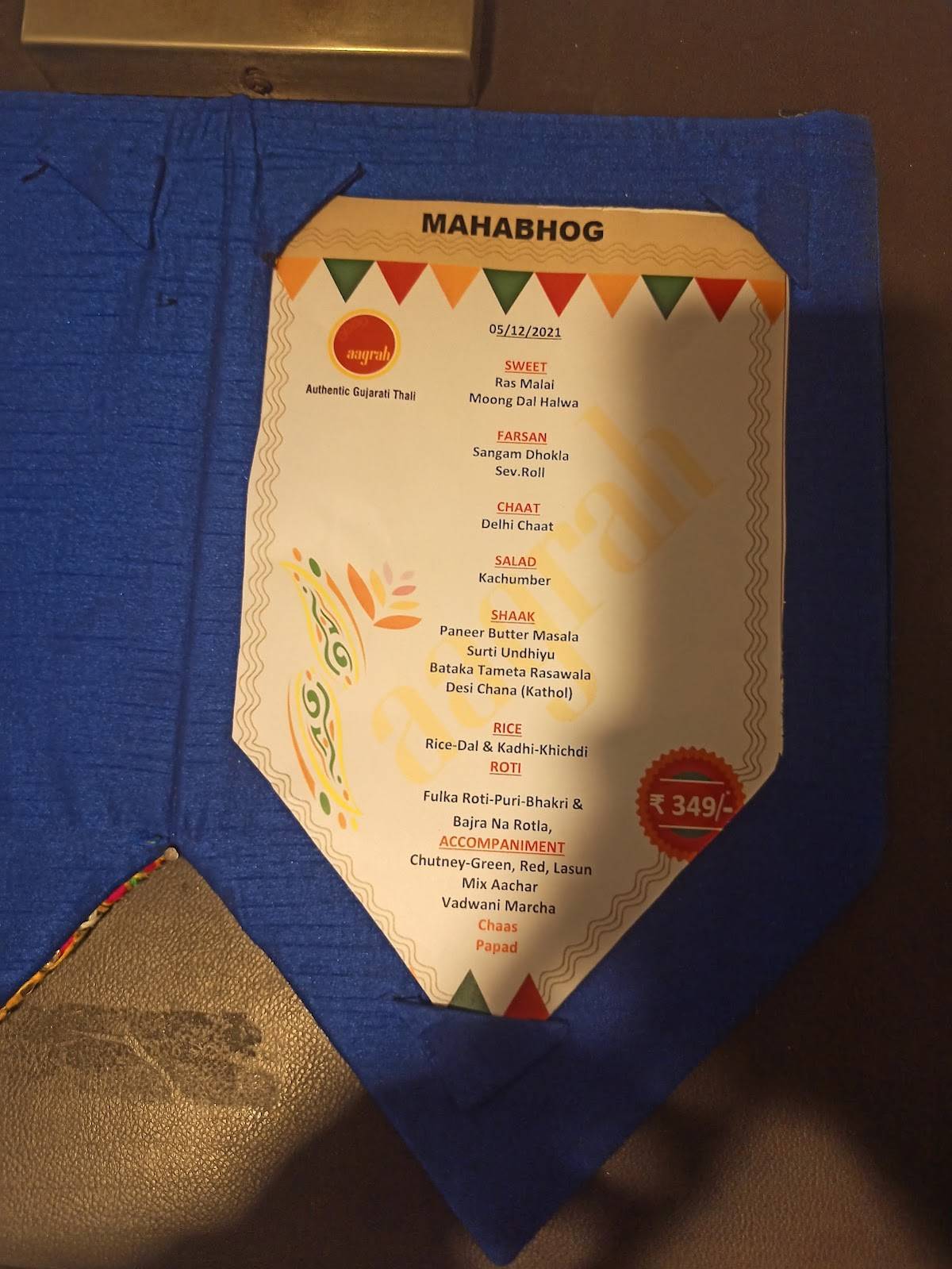 Menu at Aagrah Restaurant, Ahmedabad, Aagrah Restaurant