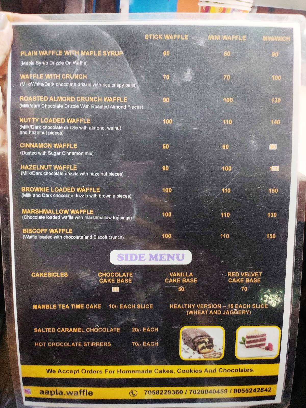 Menu at Aapla waffle, Pune