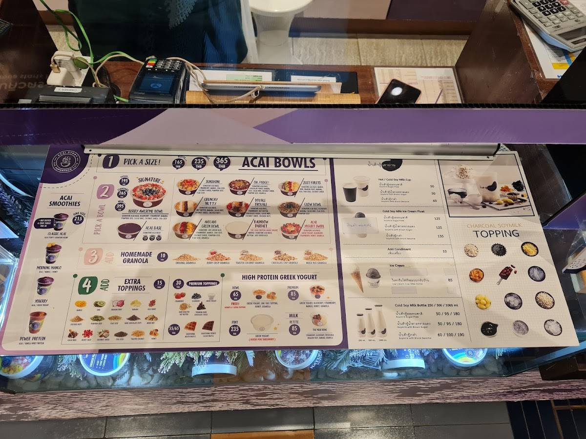 Menu at Acai Story - Central World restaurant, Bangkok