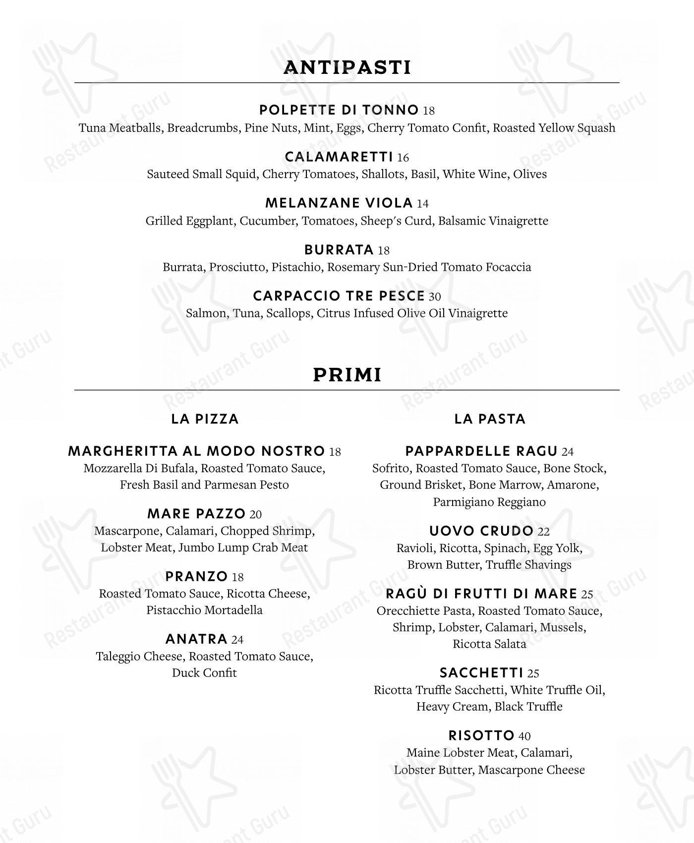 Menu at Acqua di Dea pub & bar, Cleveland