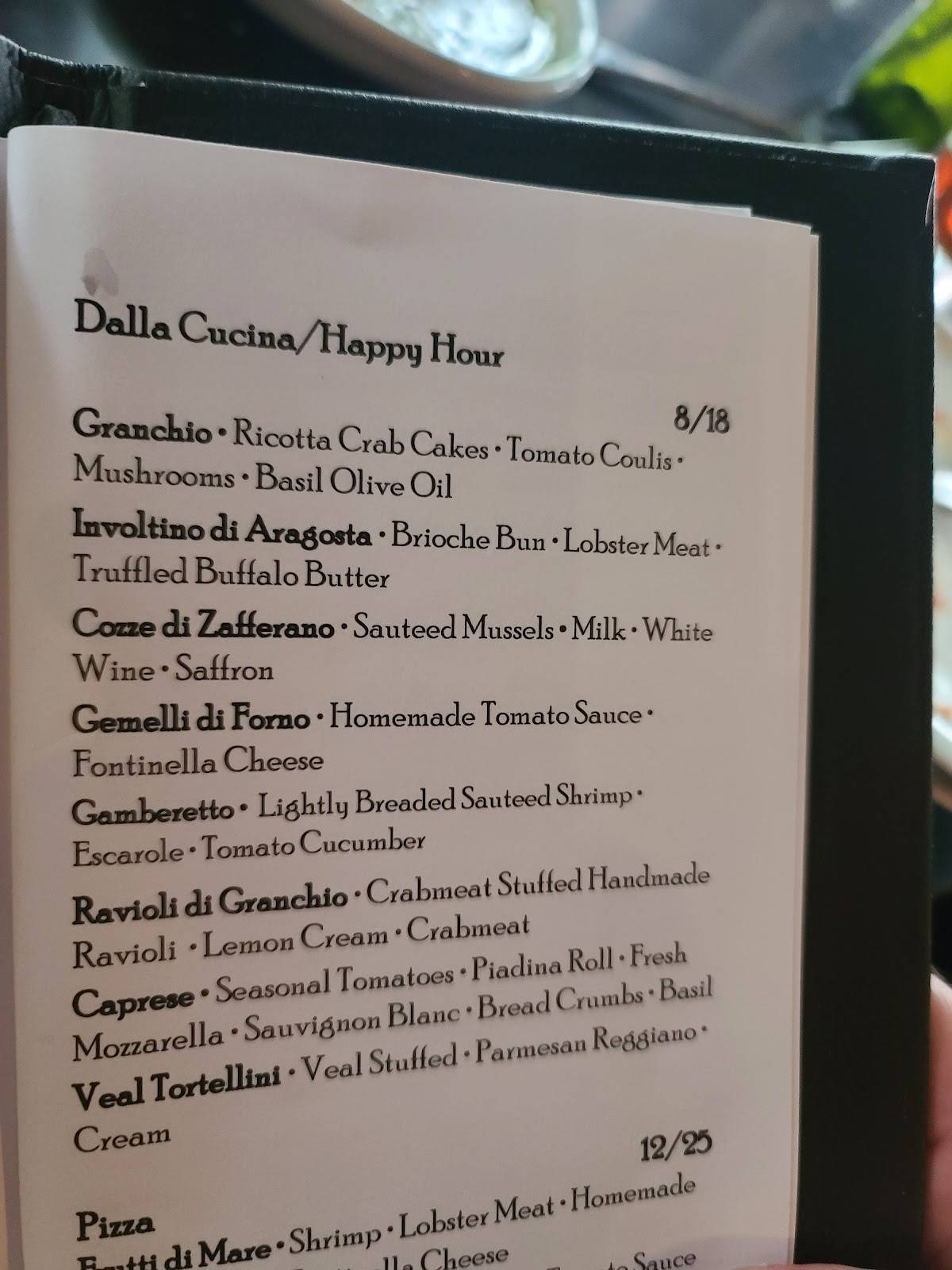 Menu at Acqua di Dea pub & bar, Cleveland