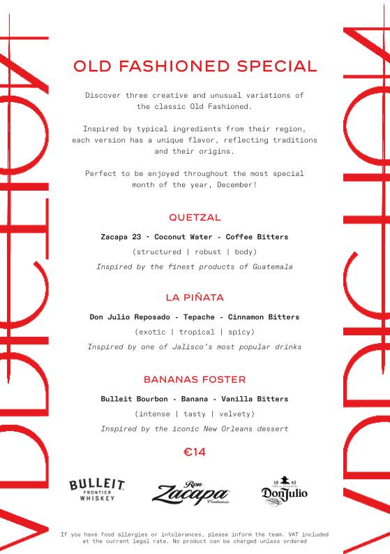 Menu at Addiction - Modern Street Food restaurant, Lisbon