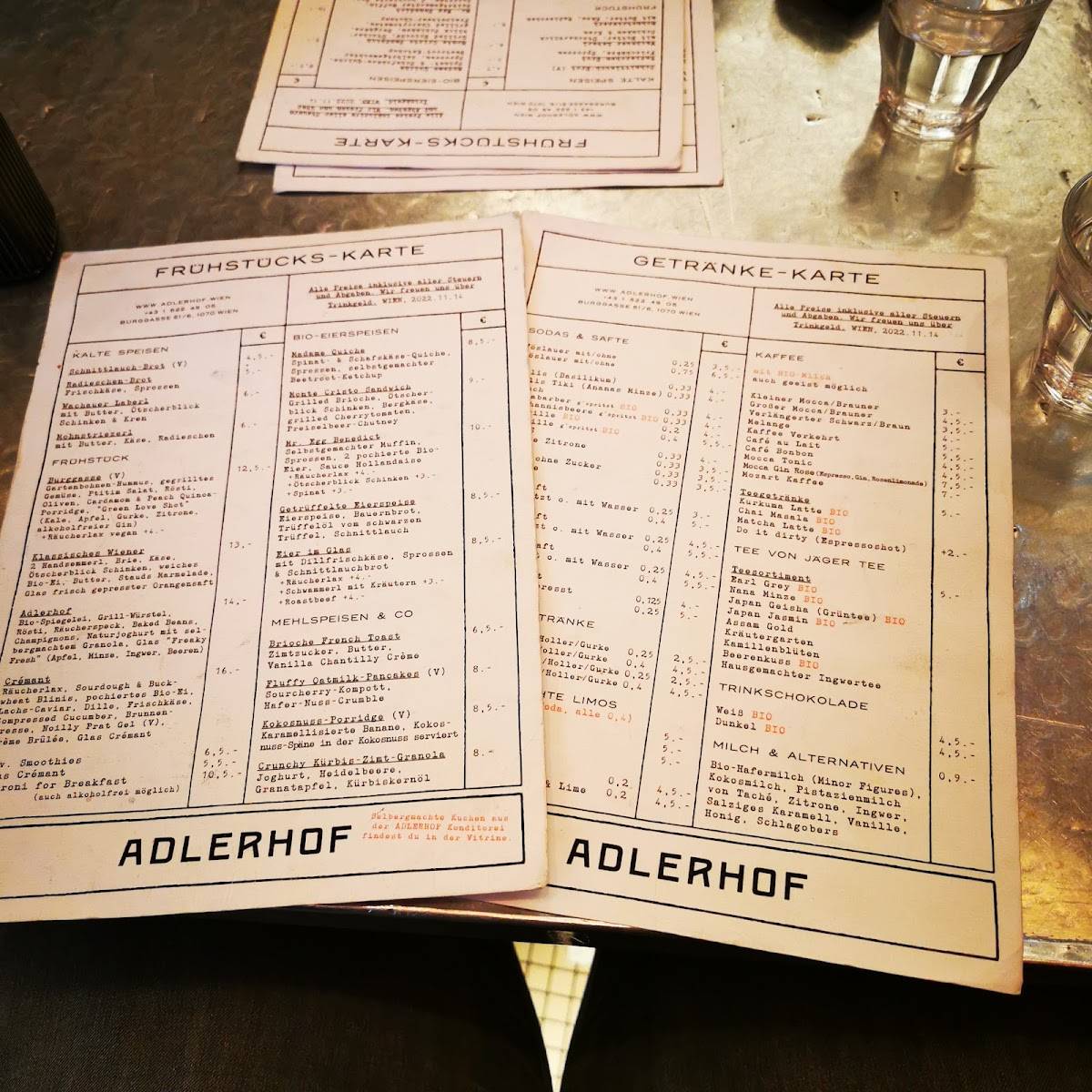 Speisekarte von Adlerhof - Café, Bistro & Bar, Wien