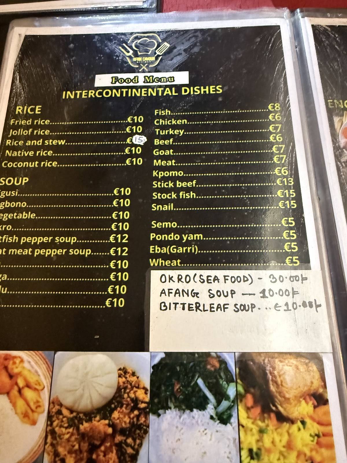 Menu at Afrik Cavour Kitchen 254 Nigerian and Intercontinental Food ...
