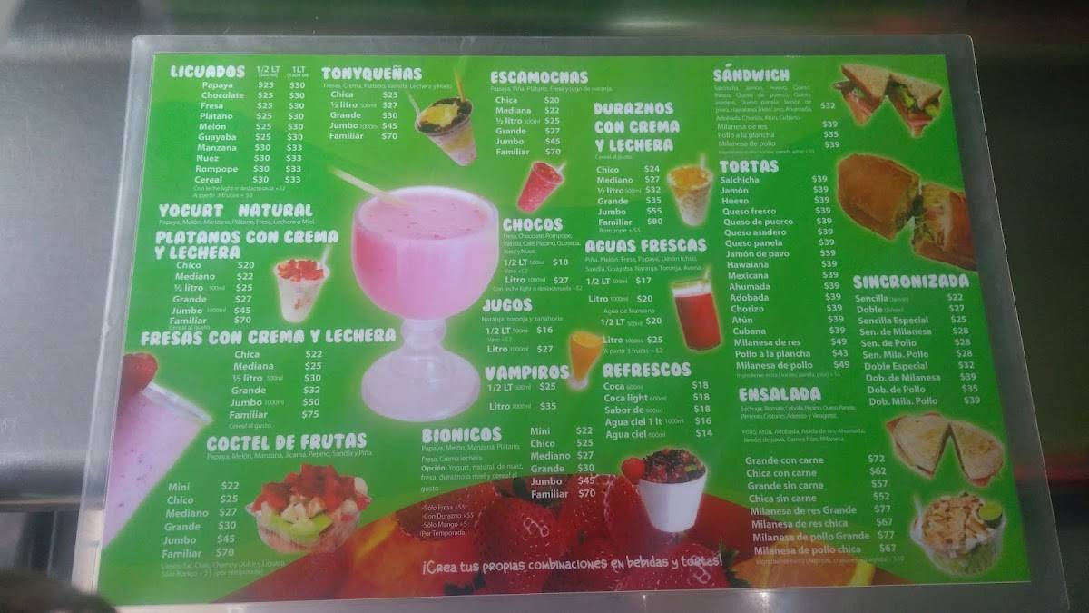 Carta del pub y bar Jugos Y Chocos Tony, Aguascalientes, Aguascalientes ...