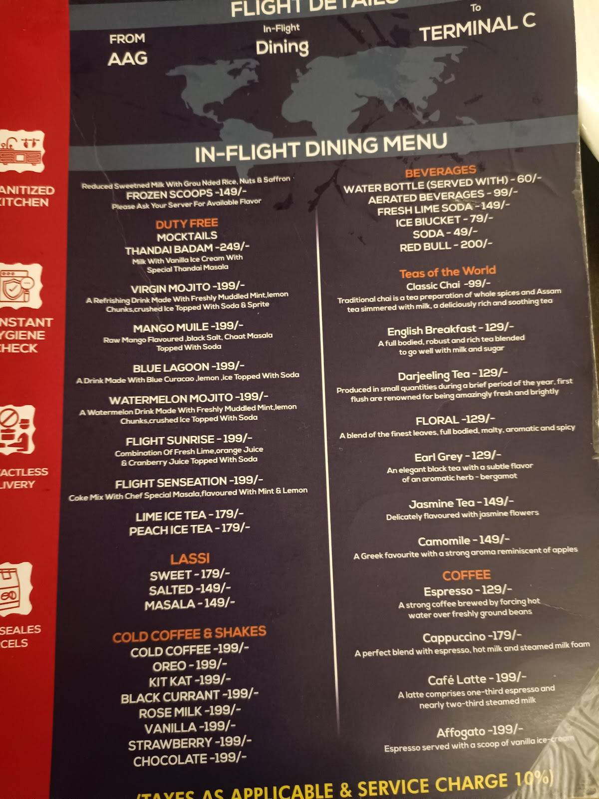 Menu at Aircraft Restaurant (Terminal C), Murthal