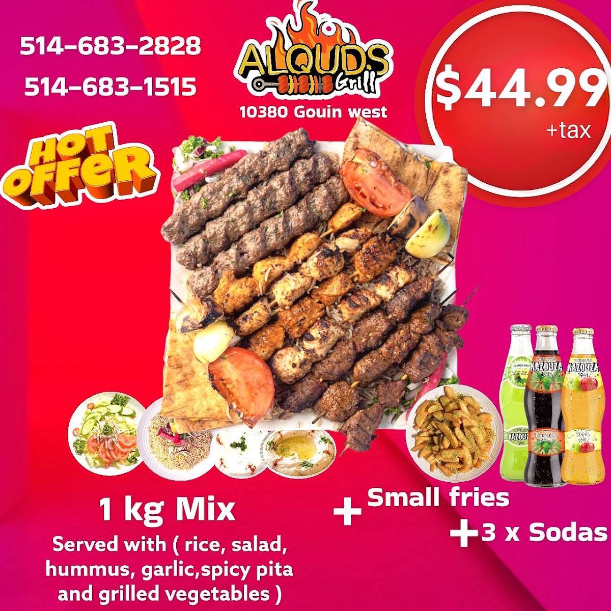 Menu au Al Quds Belanger restaurant, Montréal