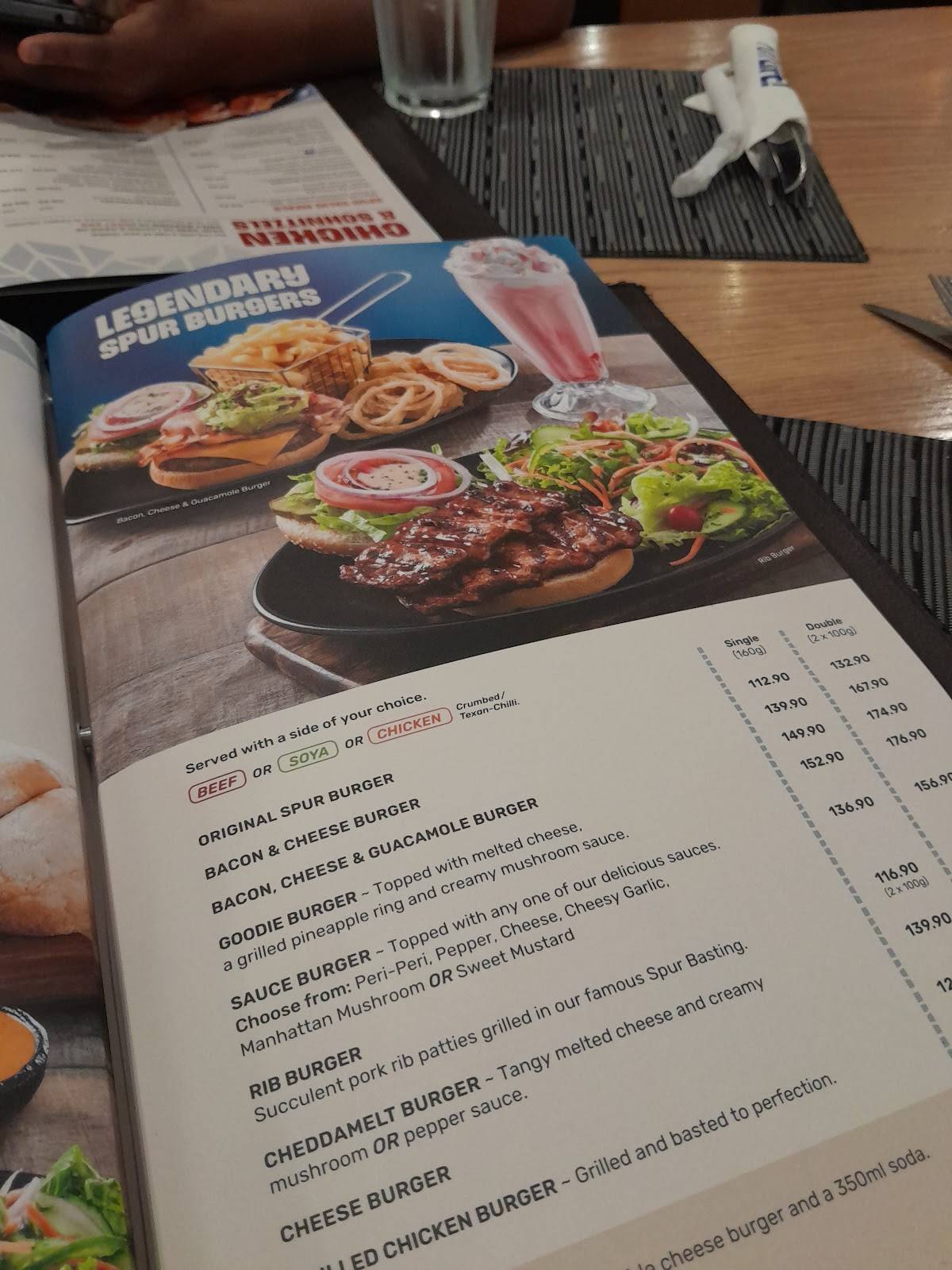 Menu at Alabama Spur restaurant, Bloemfontein, Shop U20 & U21