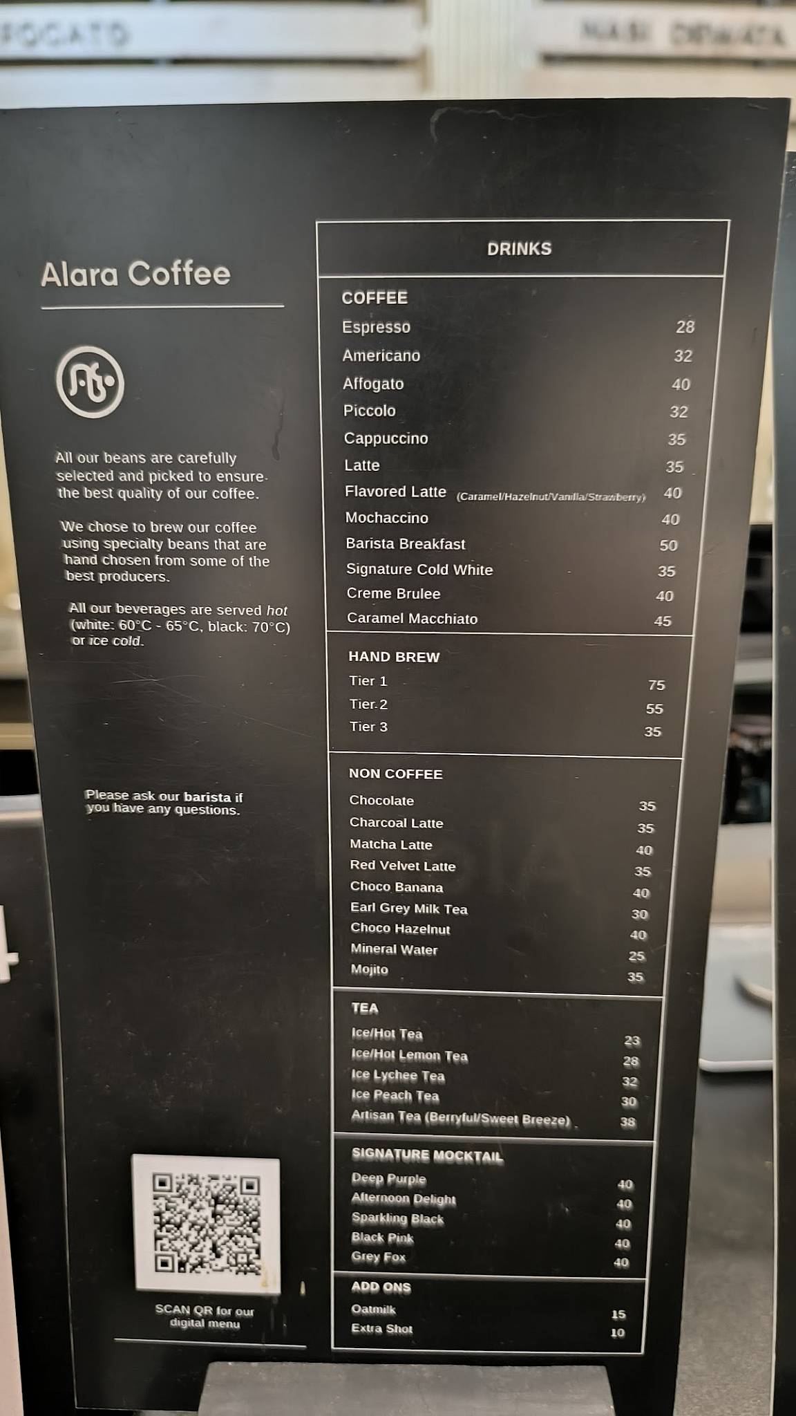 Menu at Alara Coffee & Space, Batam