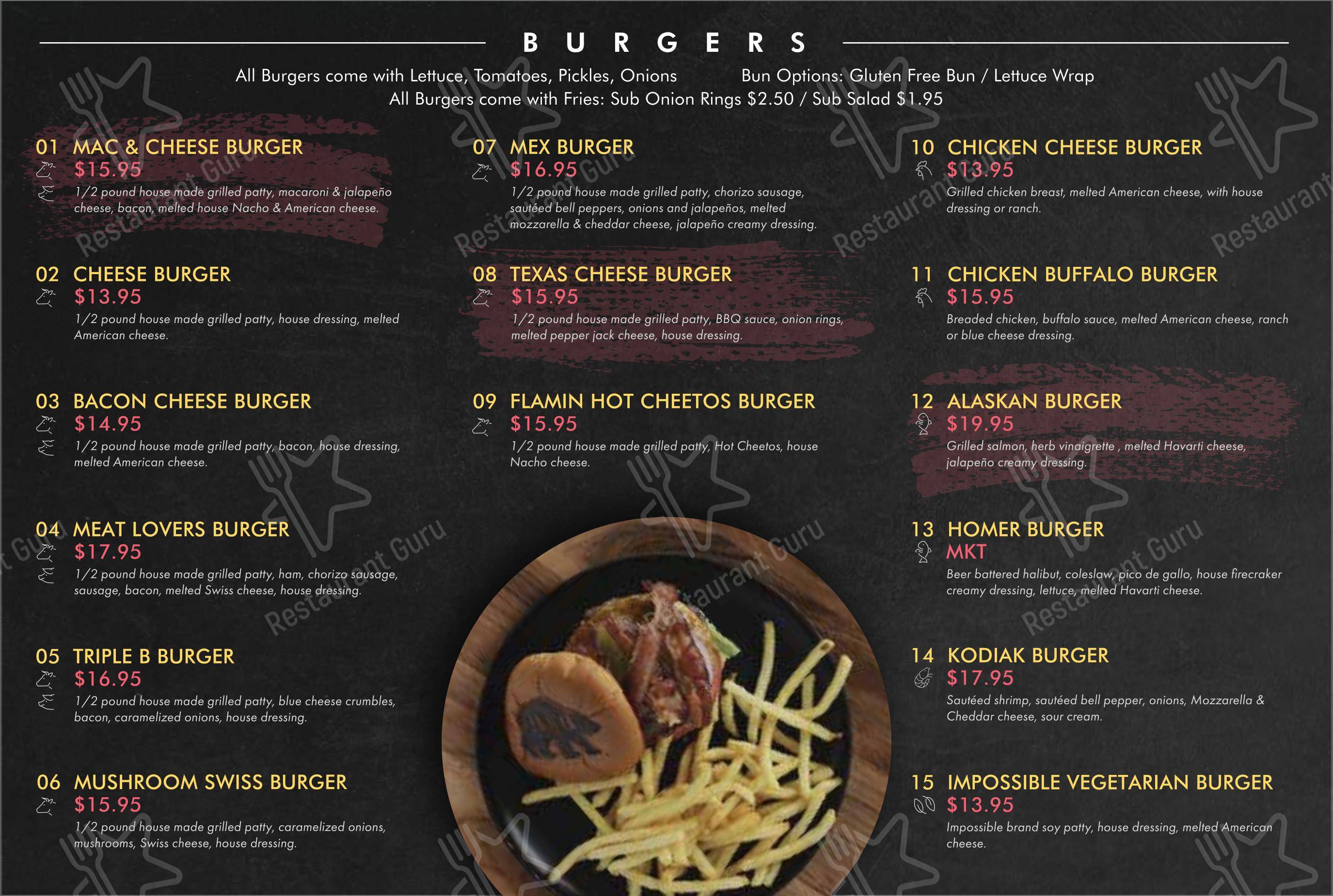 Menu at Alaskan Burger & Brew restaurant, Anchorage