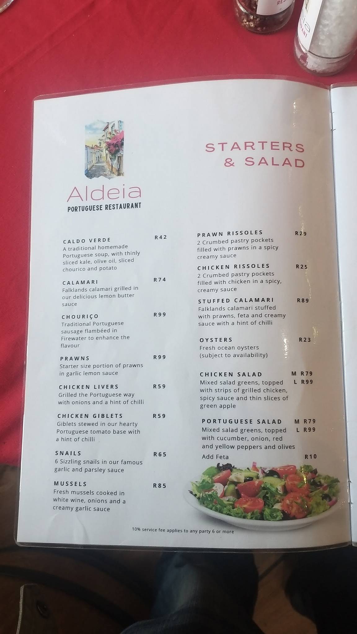 Menu at Papa Boa Rivonia restaurant, Johannesburg