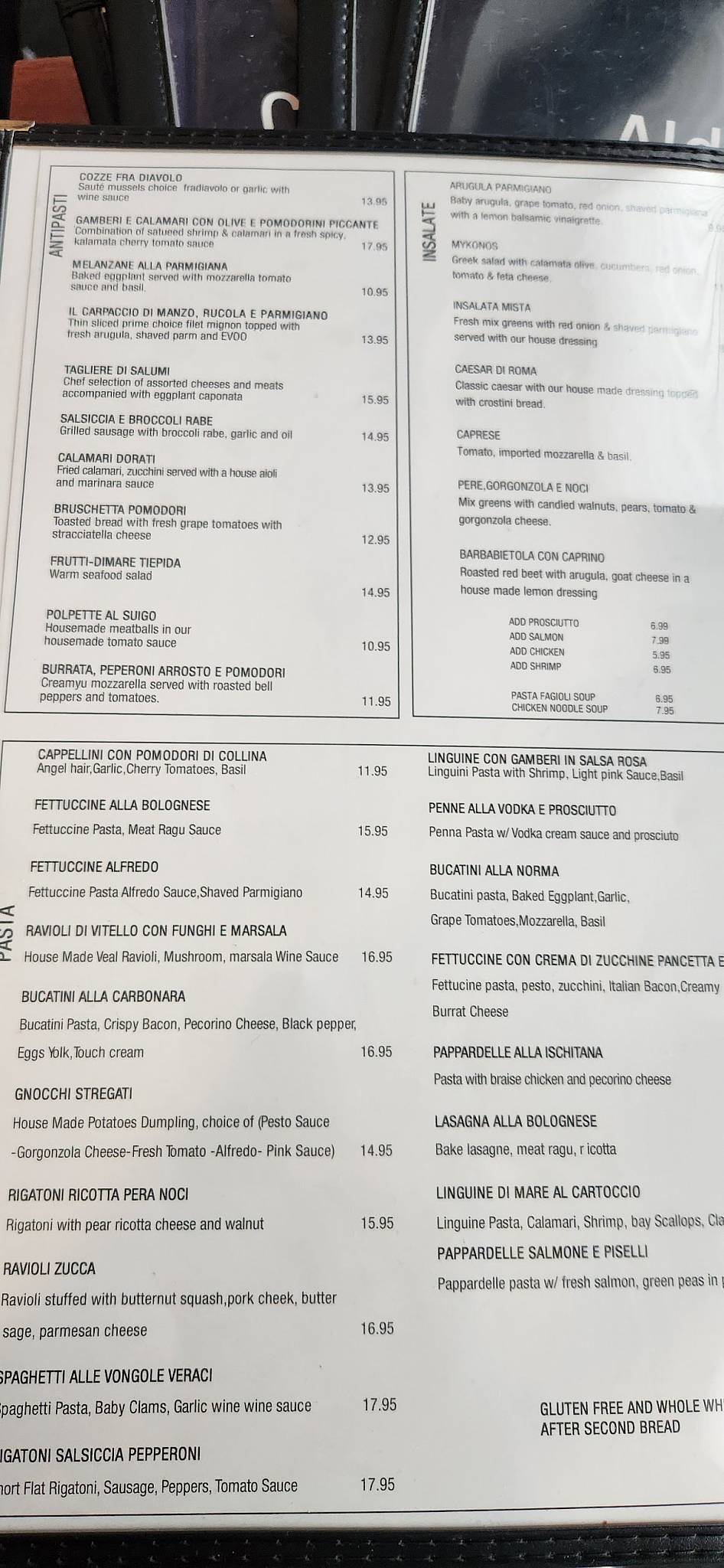 Menu at Aldo Yo's Cucina Italiana - 94 Trattoria Italiana restaurant ...