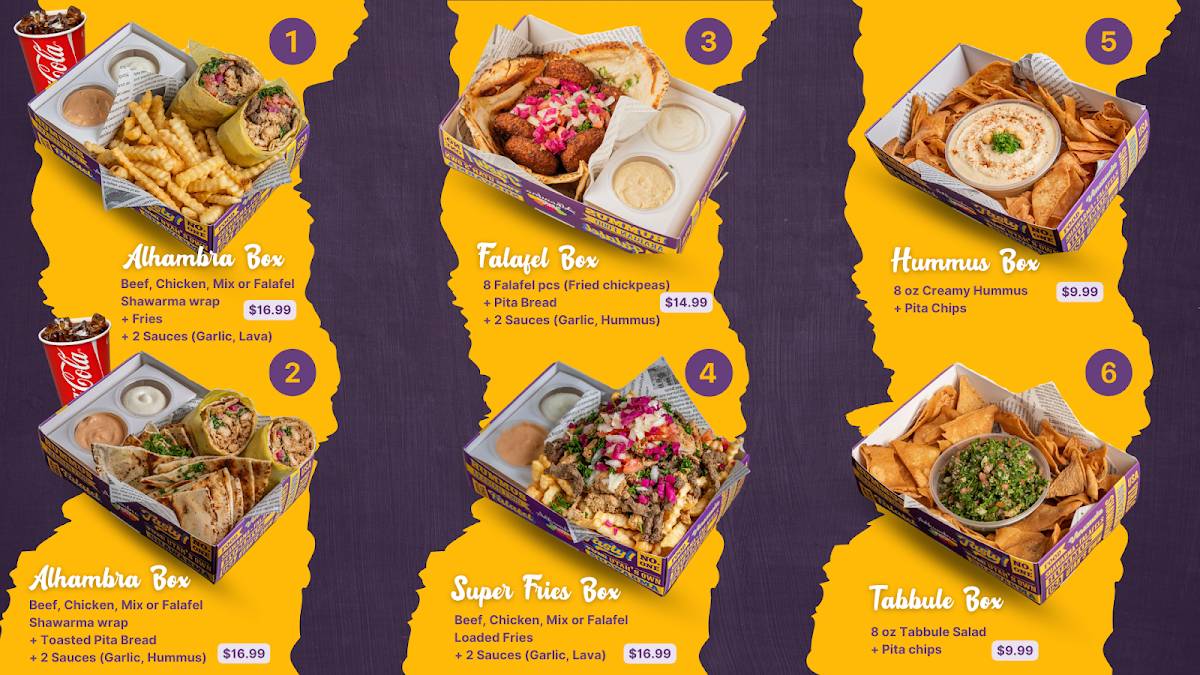 Menu at Alhambra Shawarma restaurant, Taylorsville