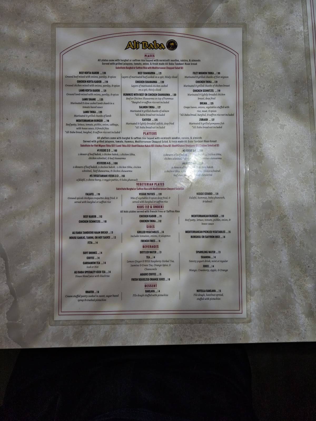 Menu at Ali Baba Mediterranean Cuisine of Escondido restaurant ...