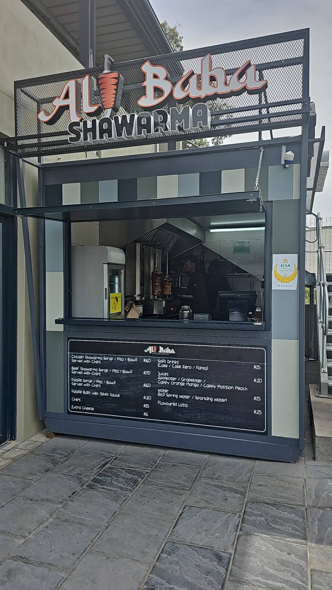 Menu at Ali Baba Shawarma restaurant, Cape Town