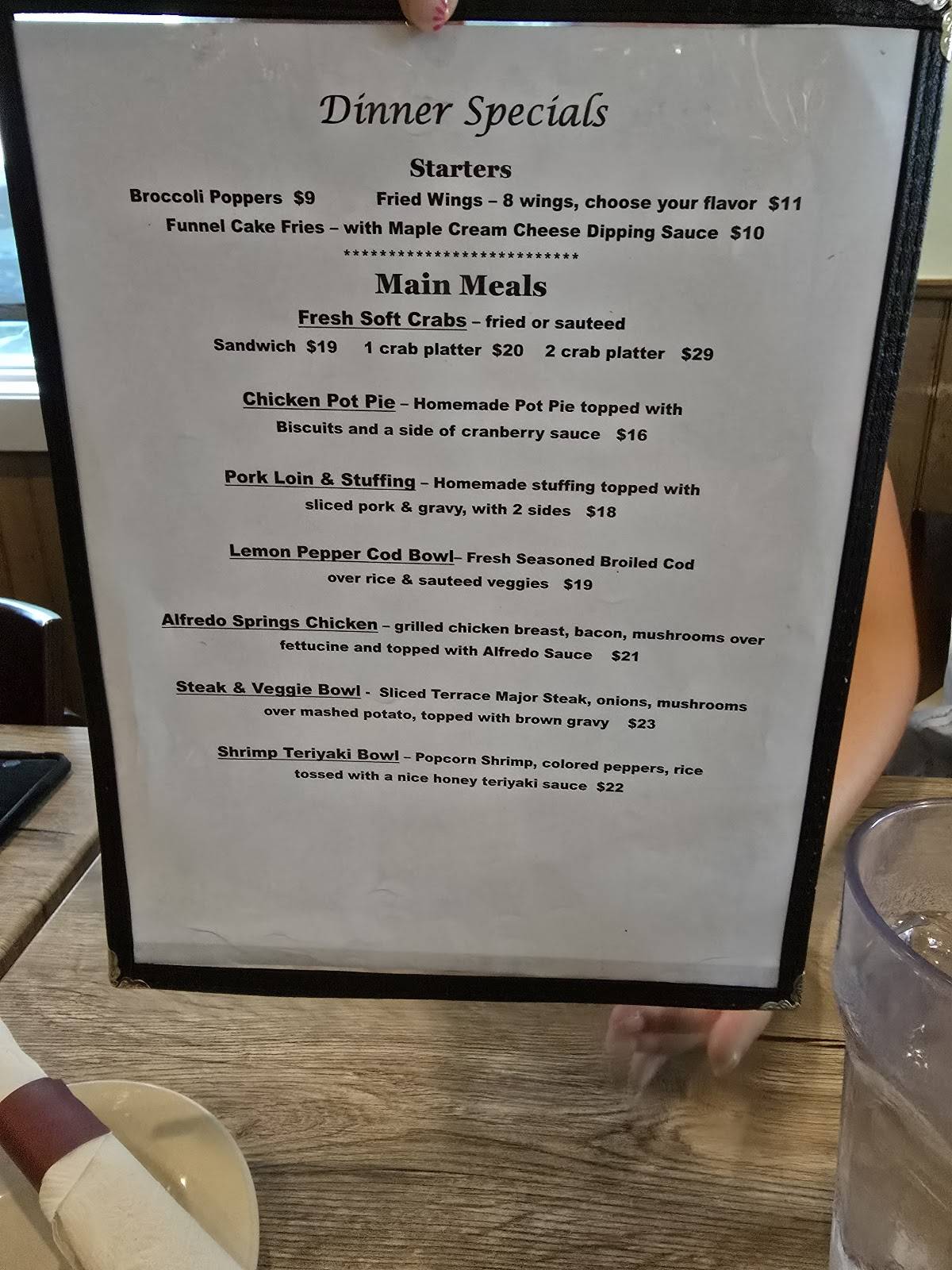 Menu at Alice's - A Family Restaurant, Middle River