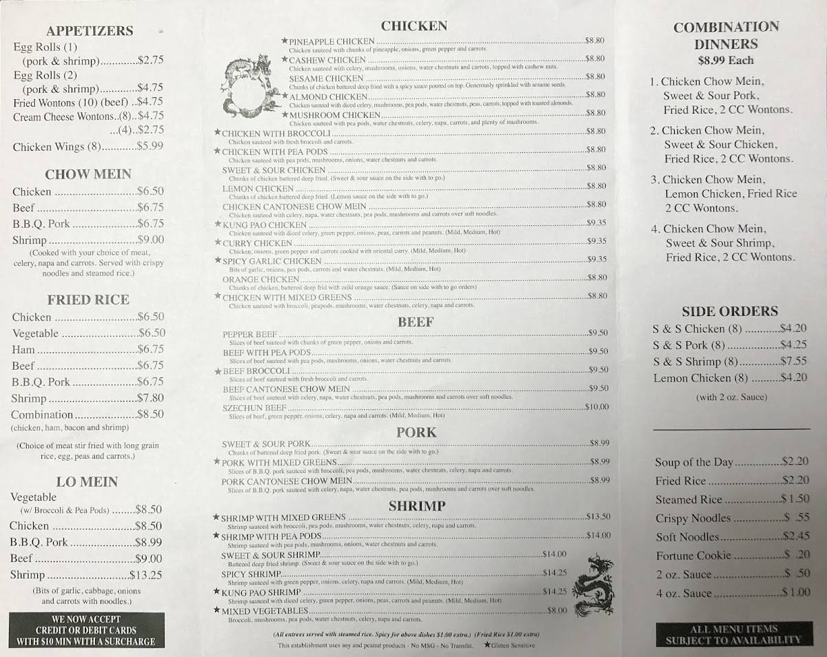 Menu at Aloha restaurant, Buffalo