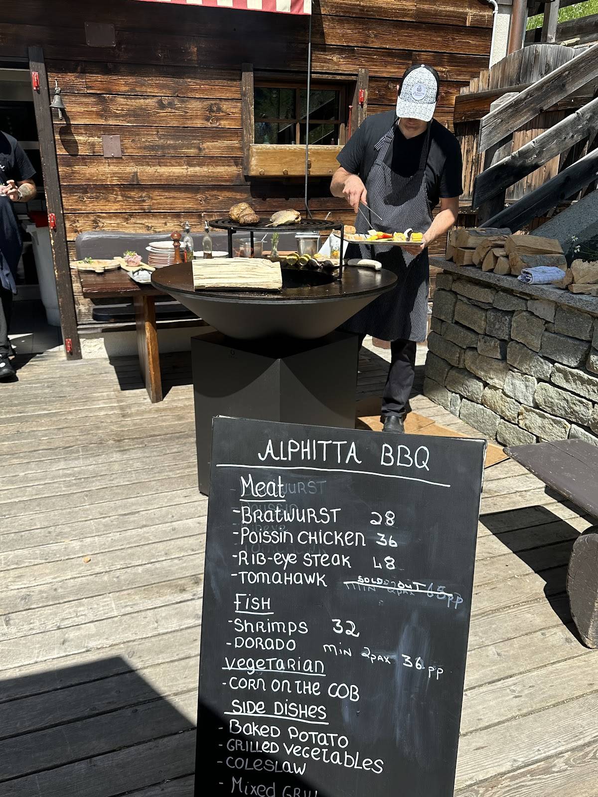 Menu at Alphitta, Zermatt, Riffelalp
