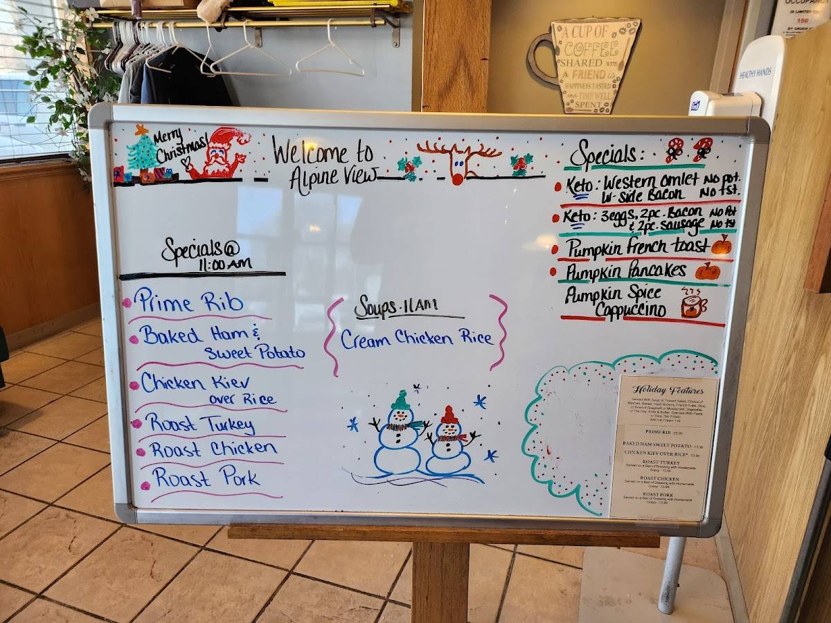 Menu at Alpine View Restaurant, Rockford