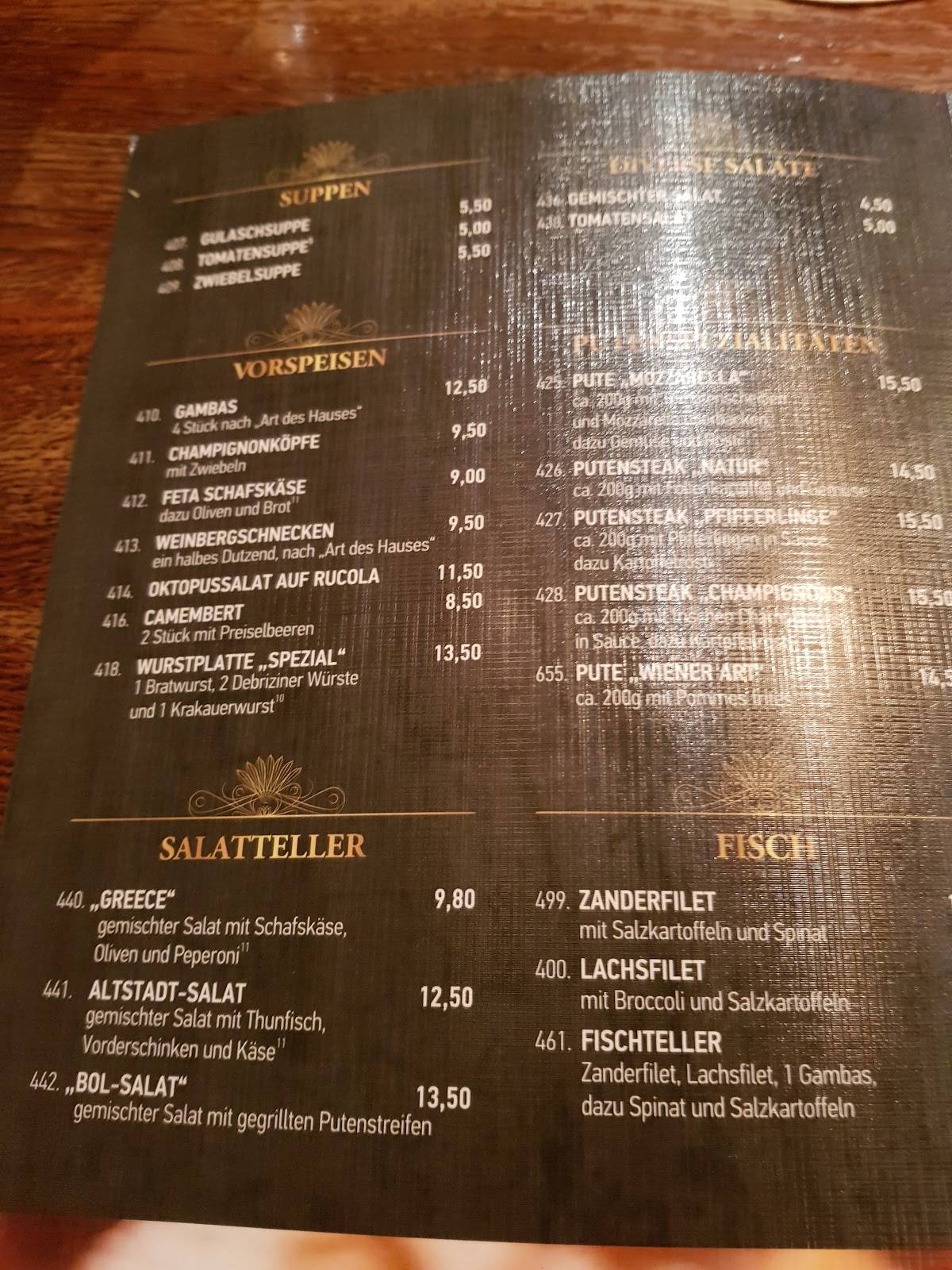Speisekarte von Altstadt Restaurant - Düsseldorf, Düsseldorf