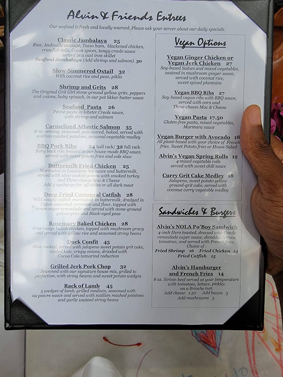 Menu at Alvin & Friends restaurant, New Rochelle