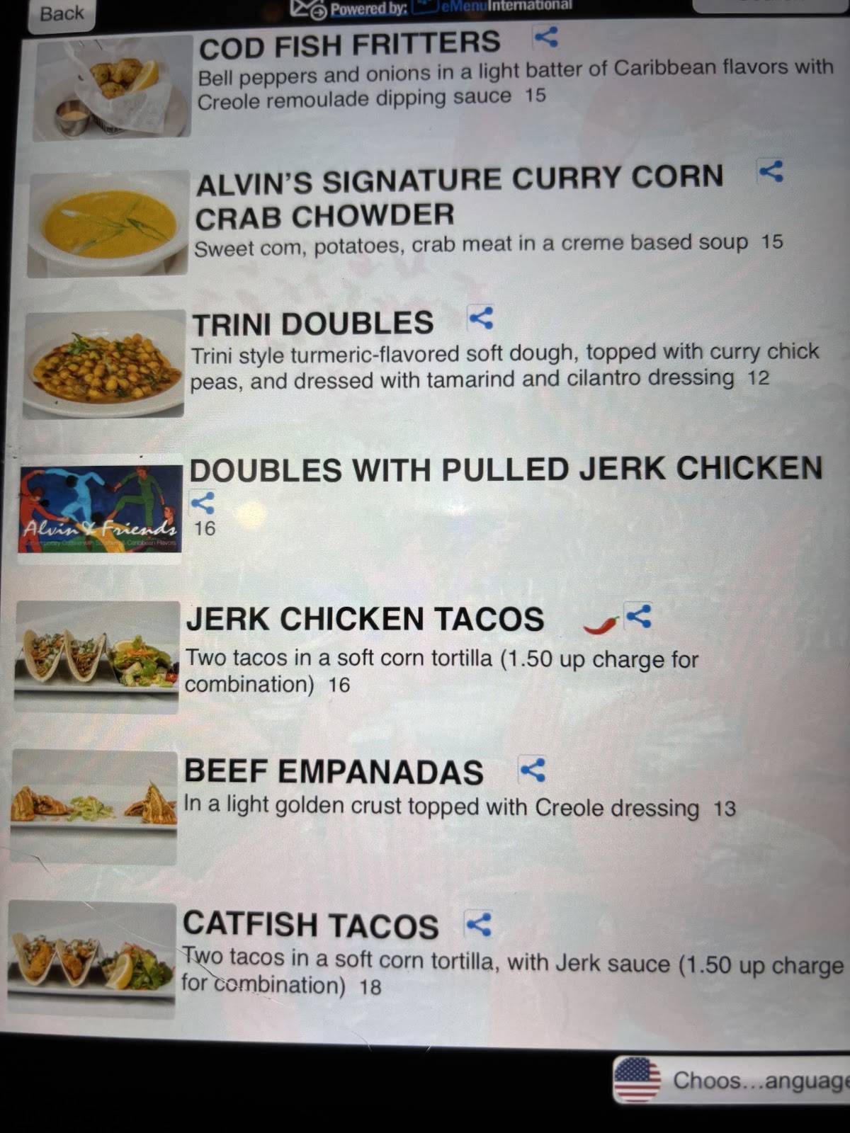 Menu at Alvin & Friends restaurant, New Rochelle