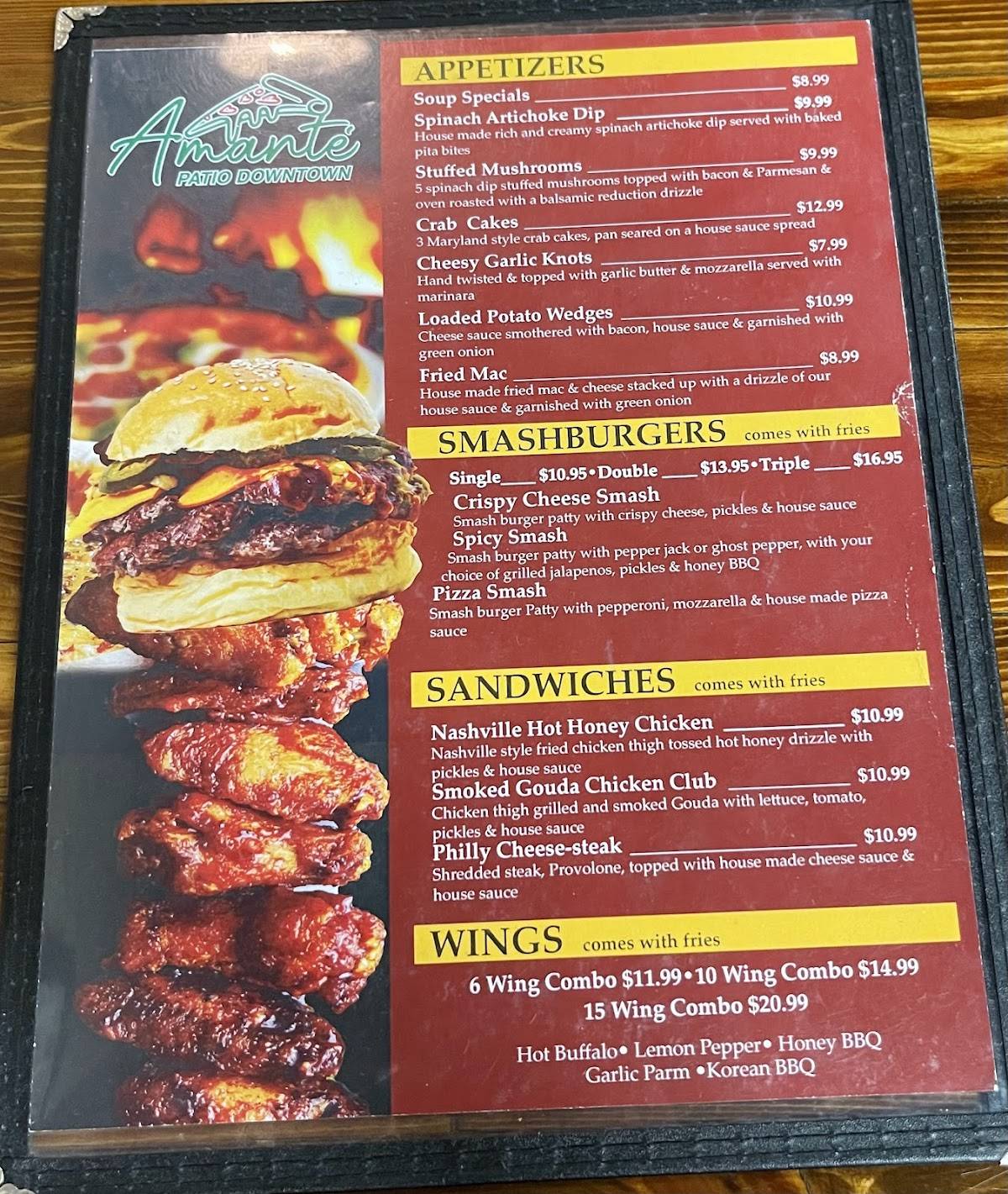 Menu at Amanté Patio Downtown pizzeria, Gainesville