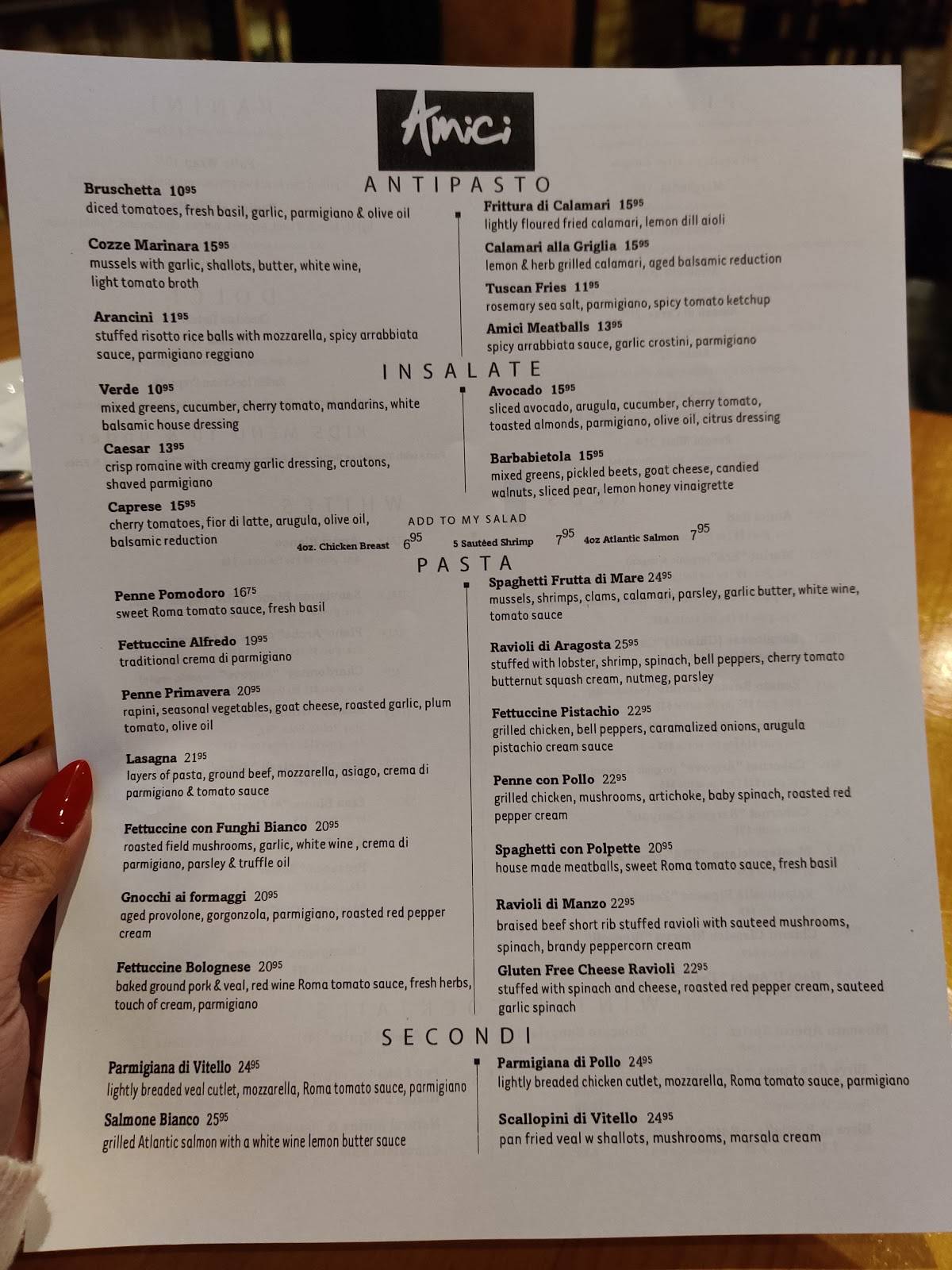 Menu at Amici restaurant, Pickering, Pickering Pkwy