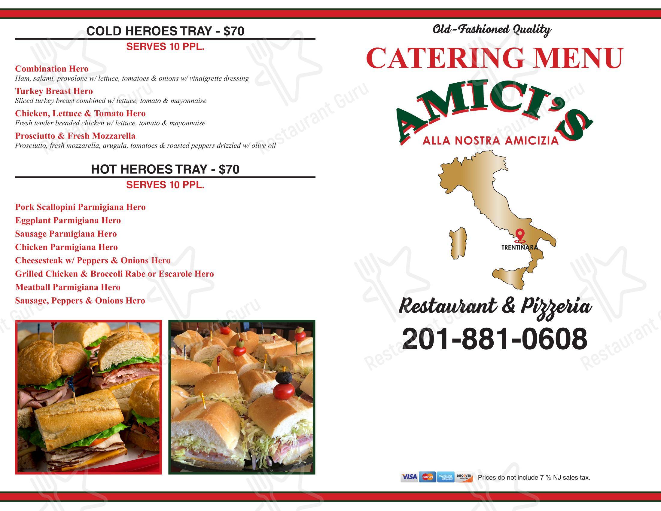 Menu at Amici's Restaurant, Maywood