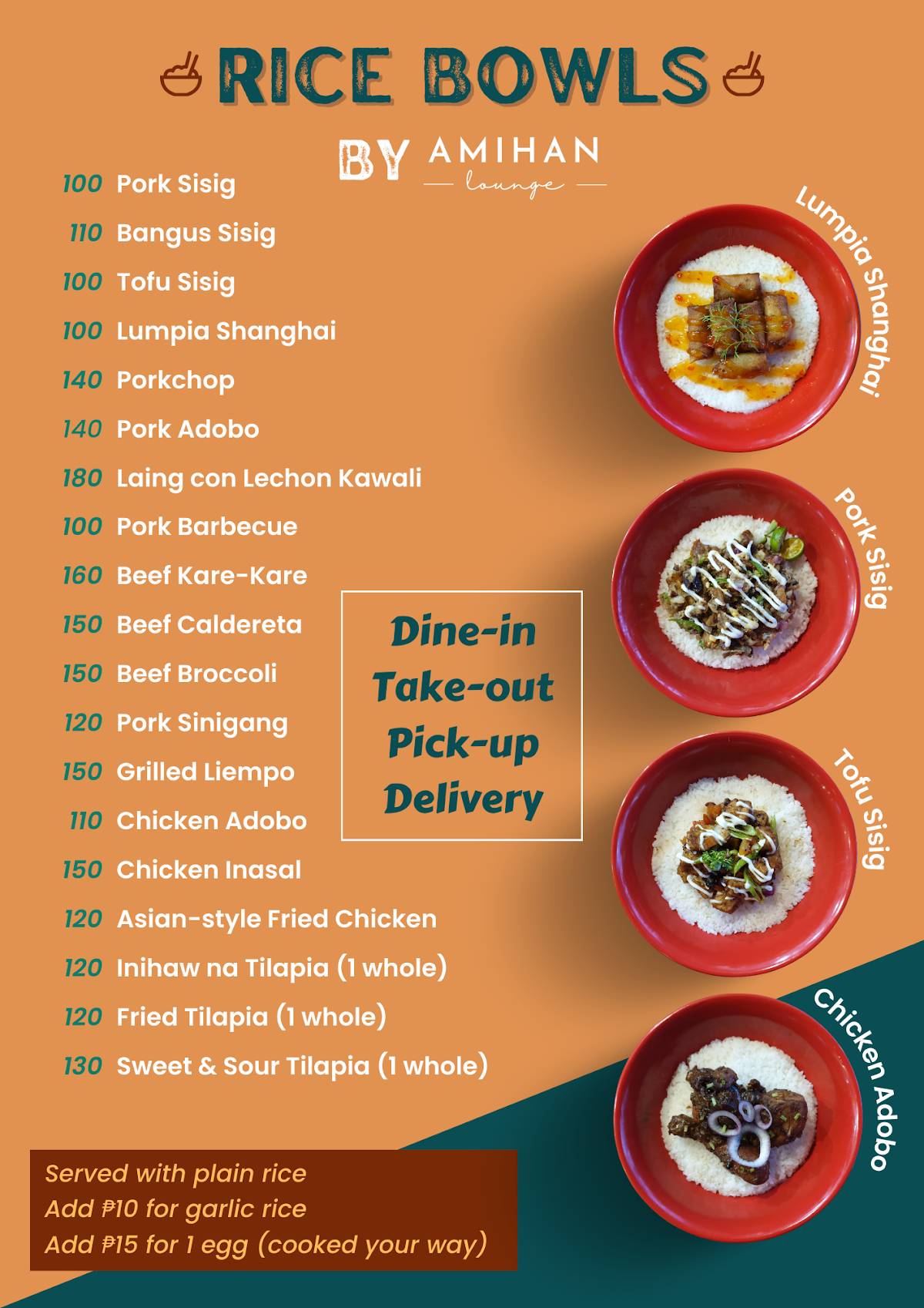 Carta del restaurante Amihan Lounge, San Pablo