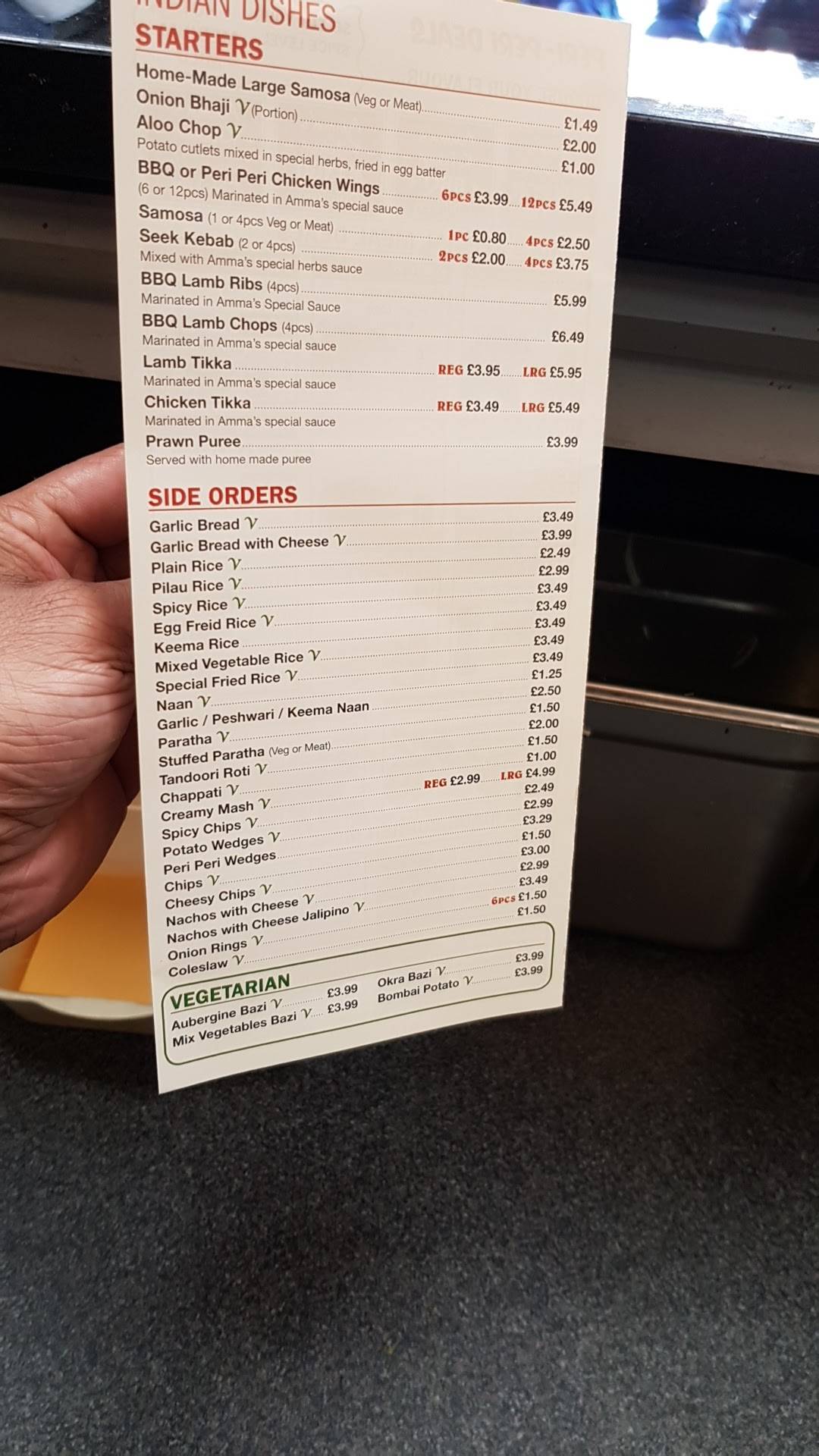 Menu at Amma's Kitchen restaurant, Enfield, 232 High St