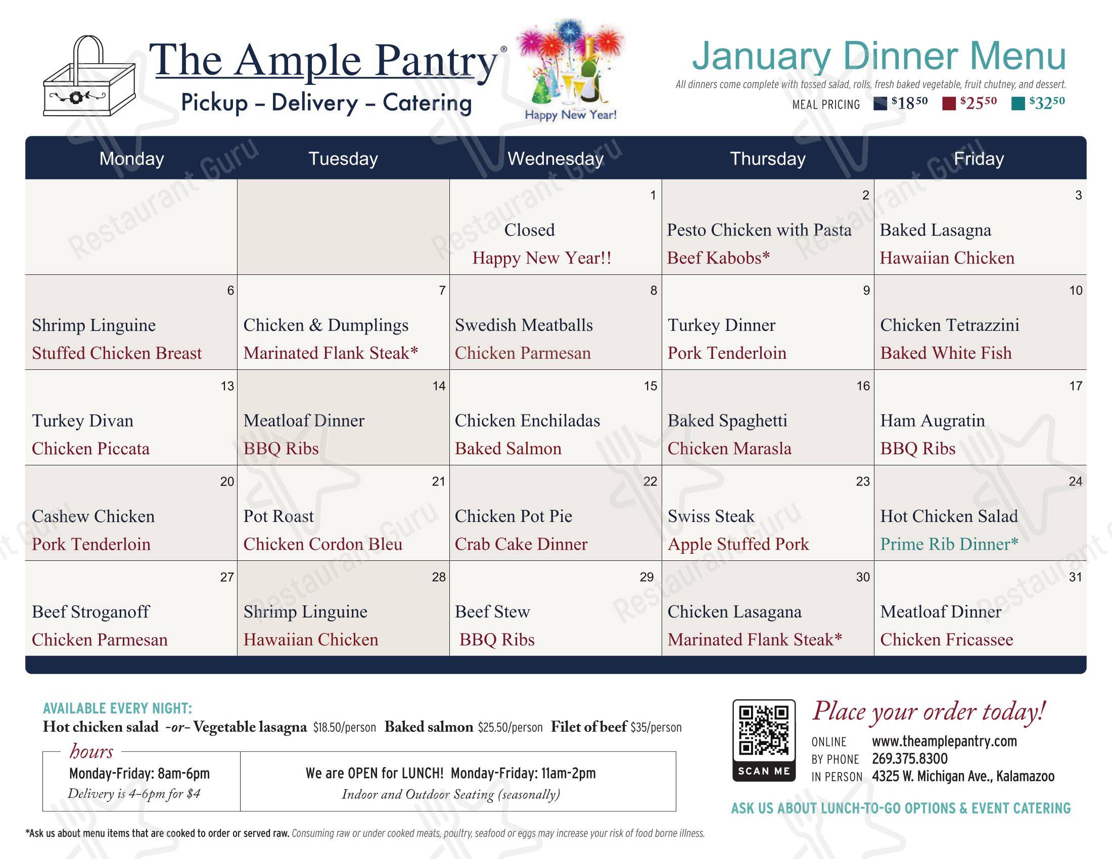 Menu at Ample Pantry restaurant, Kalamazoo
