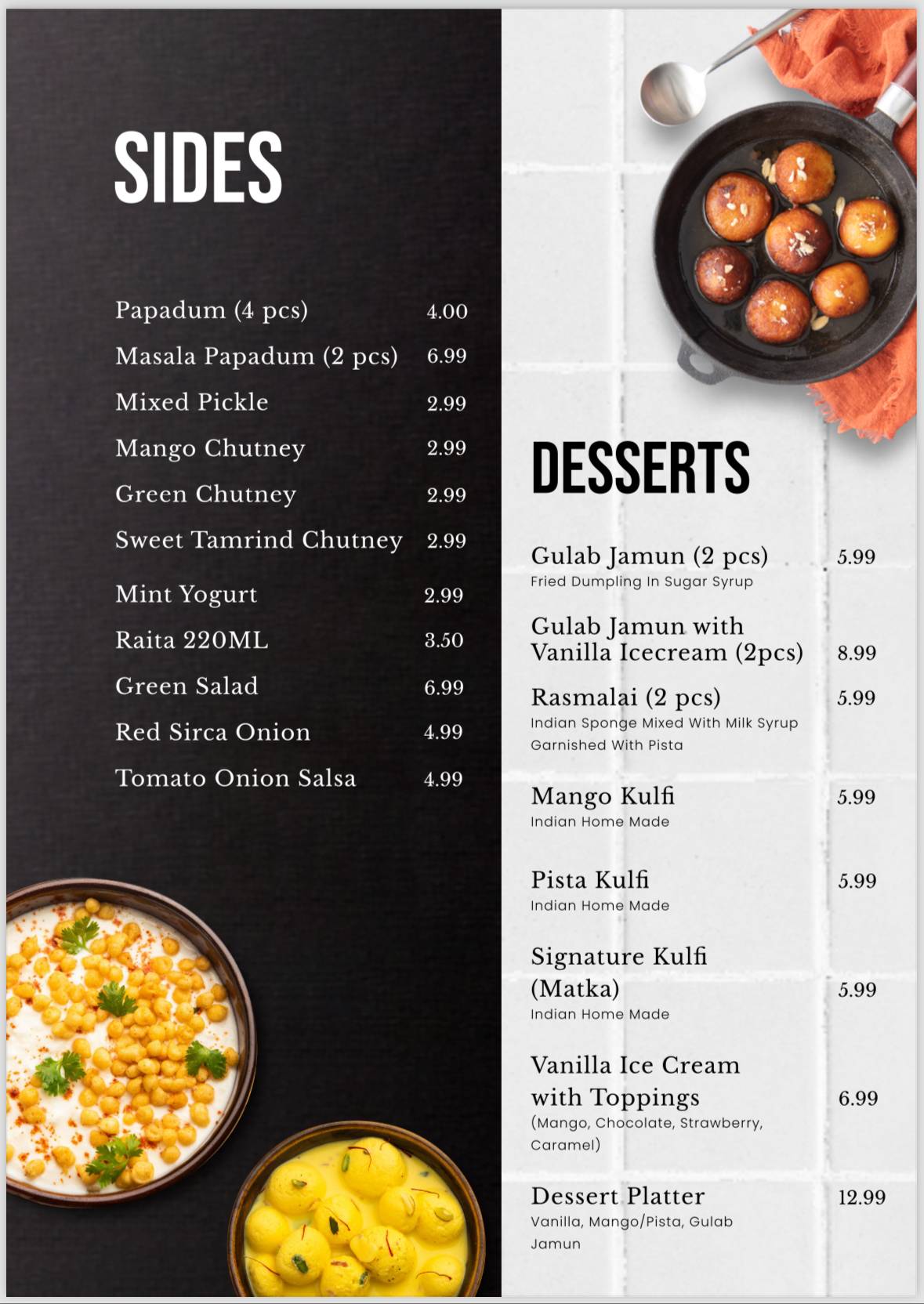 Menu at Amrin & Bros Top Indian Restaurant & Bar in Geelong, Geelong West